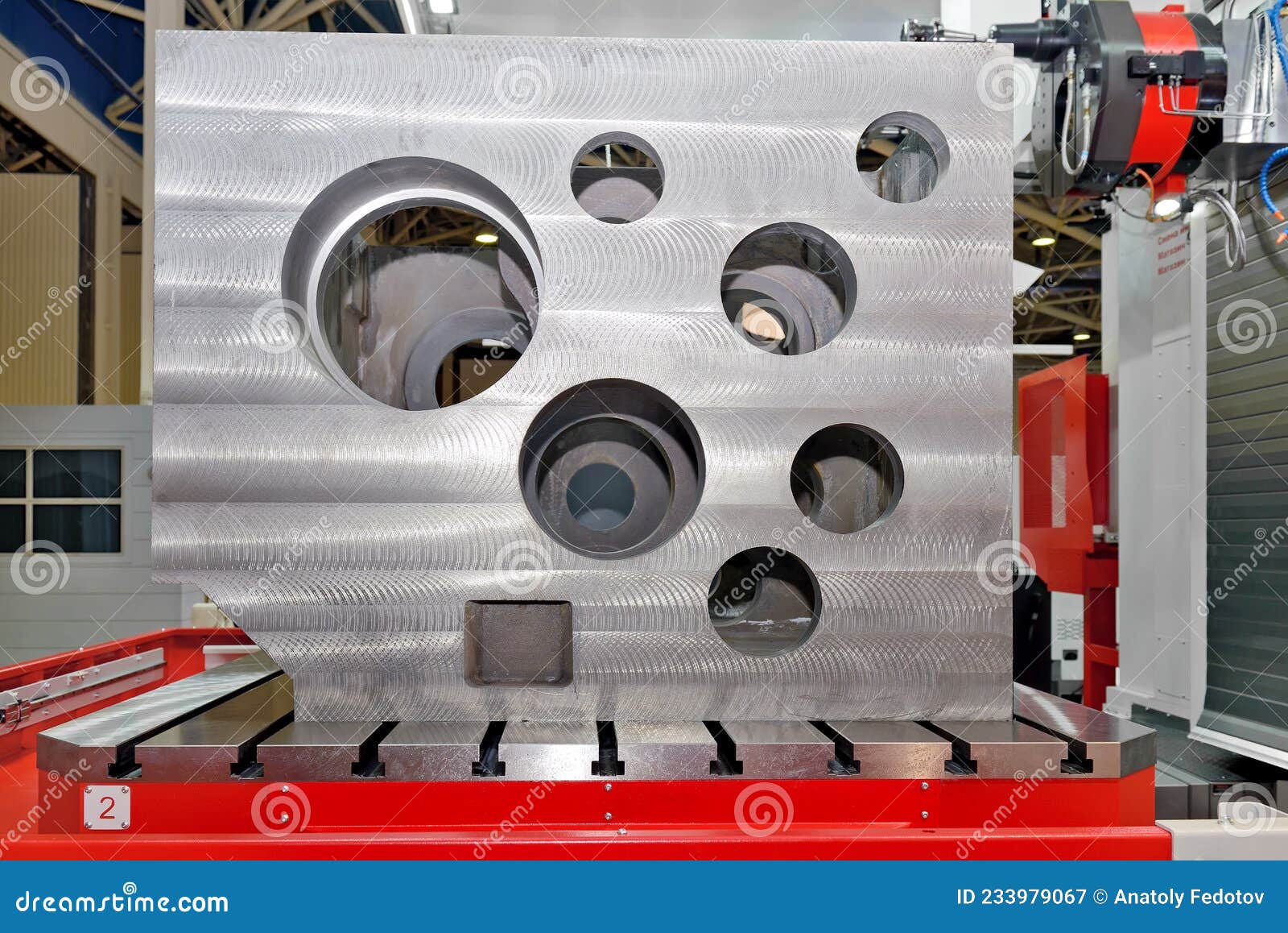 Large Rectangular Steel Part with Holes of Various Diameters Stock ...