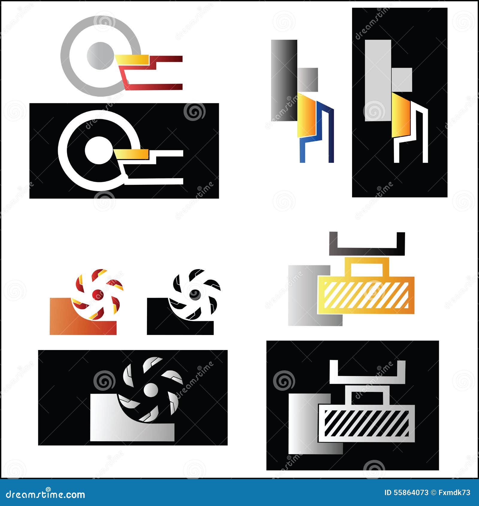 Metalworking symbol set stock vector. Illustration of industrial - 55864073