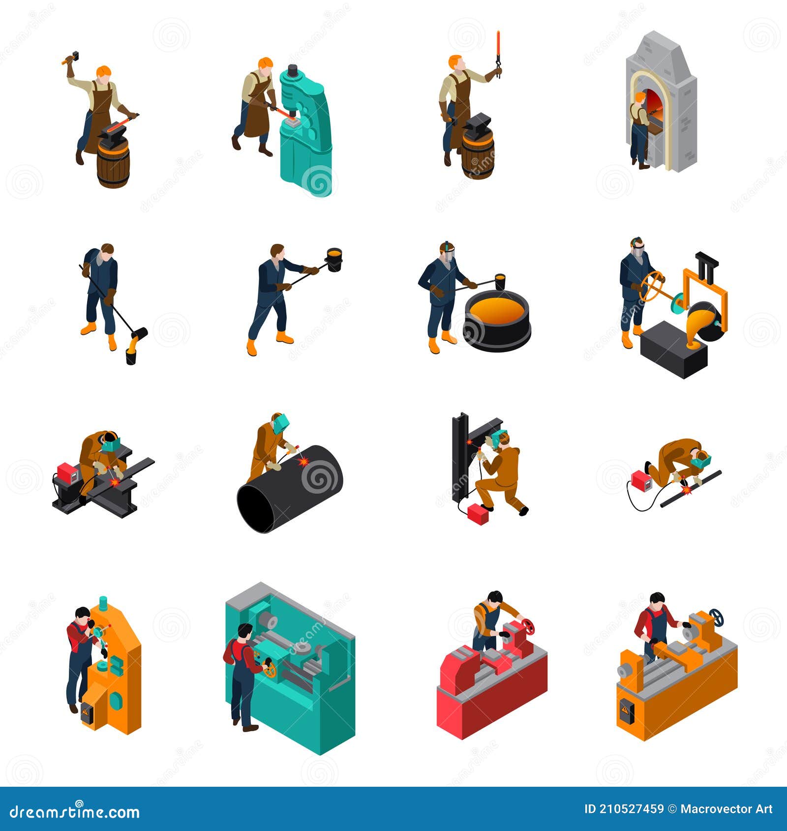 Metalworking Process Isometric Flowchart Poster Vector Illustration ...