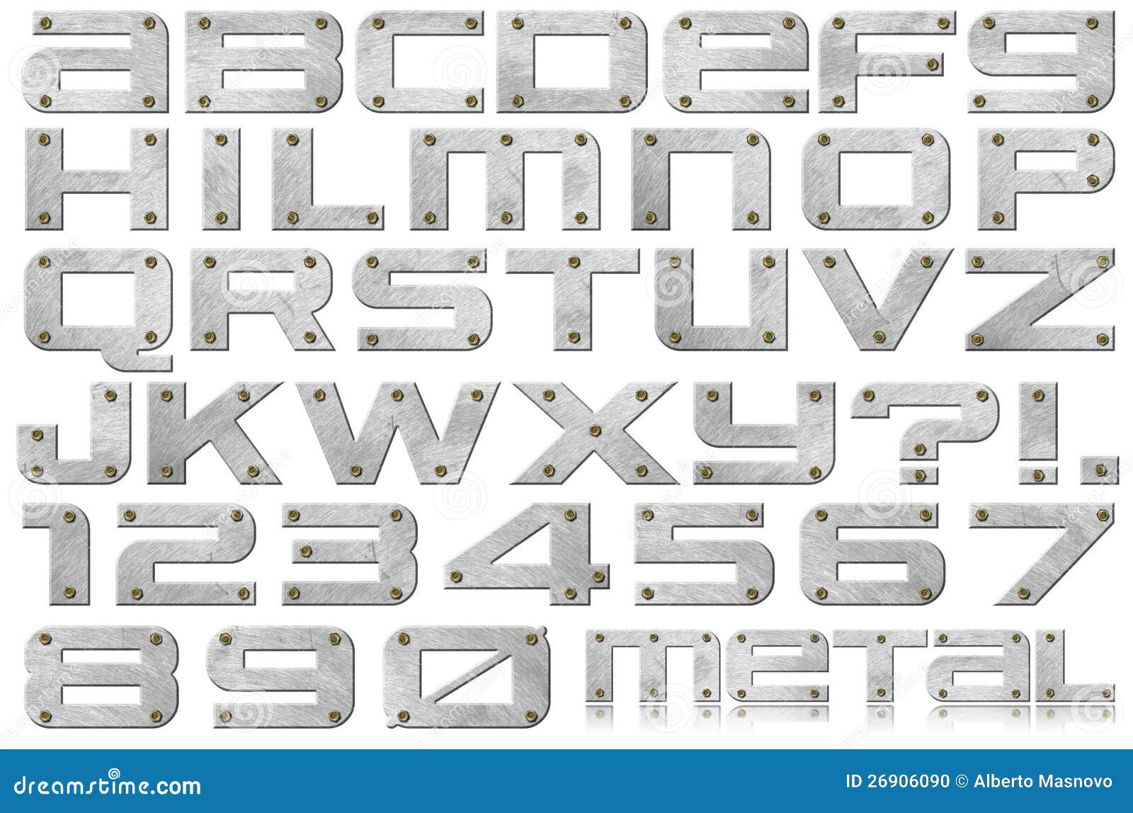 Metalzeichen und -zahlen stock abbildung. Illustration von aufgetragen ...