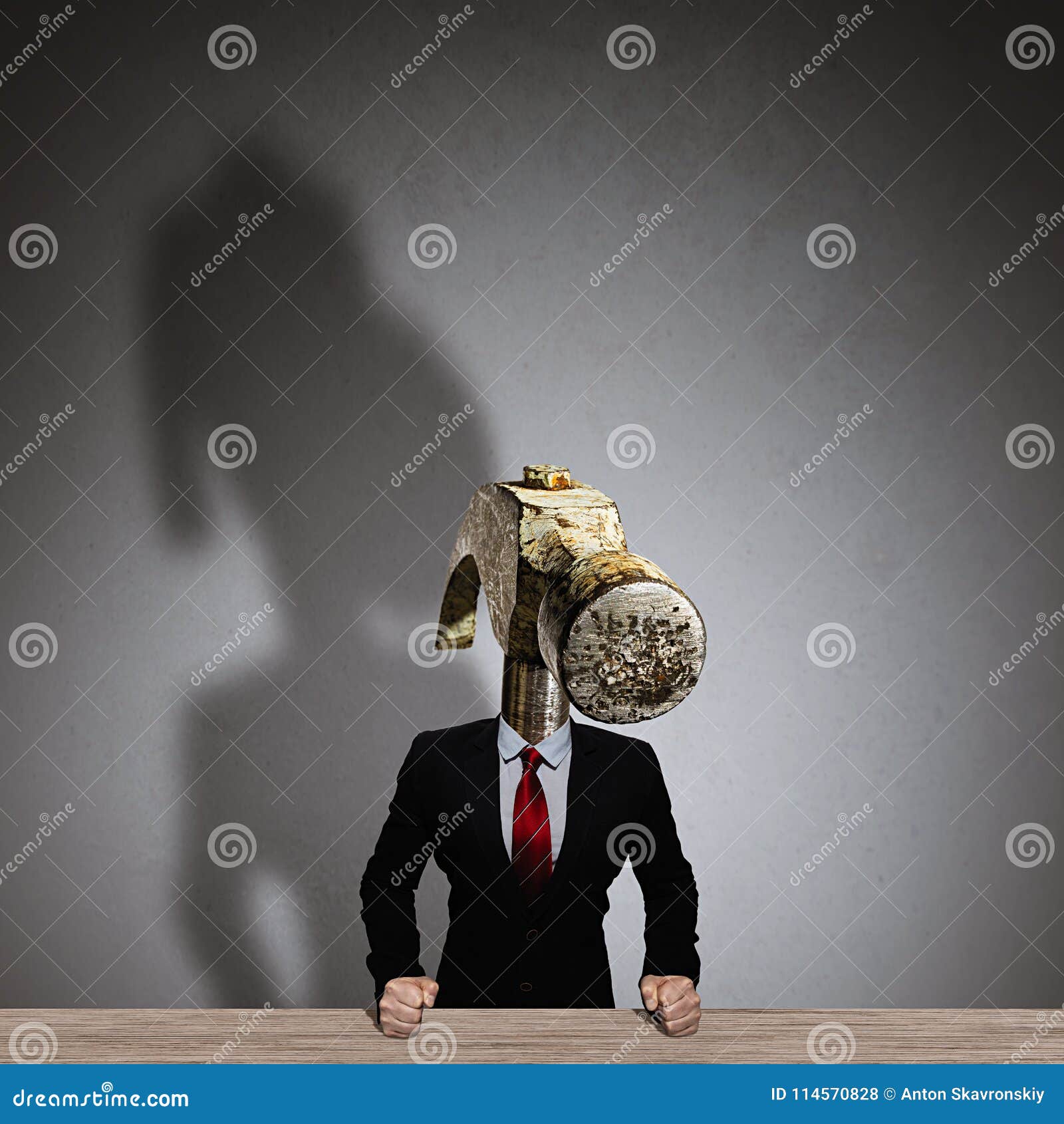 Metaphor of an angry boss. stock photo. Image of male - 114570828