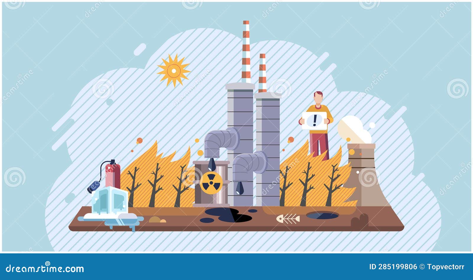 Metaphor Climate Change, Global Warming And Water Crisis Cartoon Vector ...