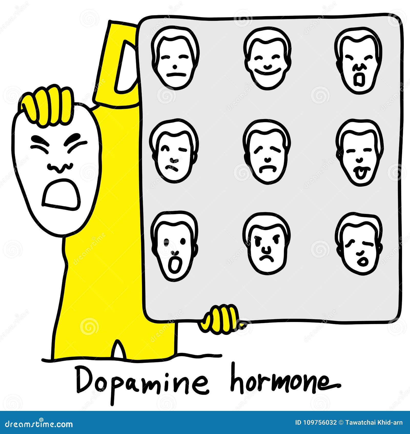 Dopamine Hormone Molecular Formula. Human Body Hormones Symbol Cartoon ...