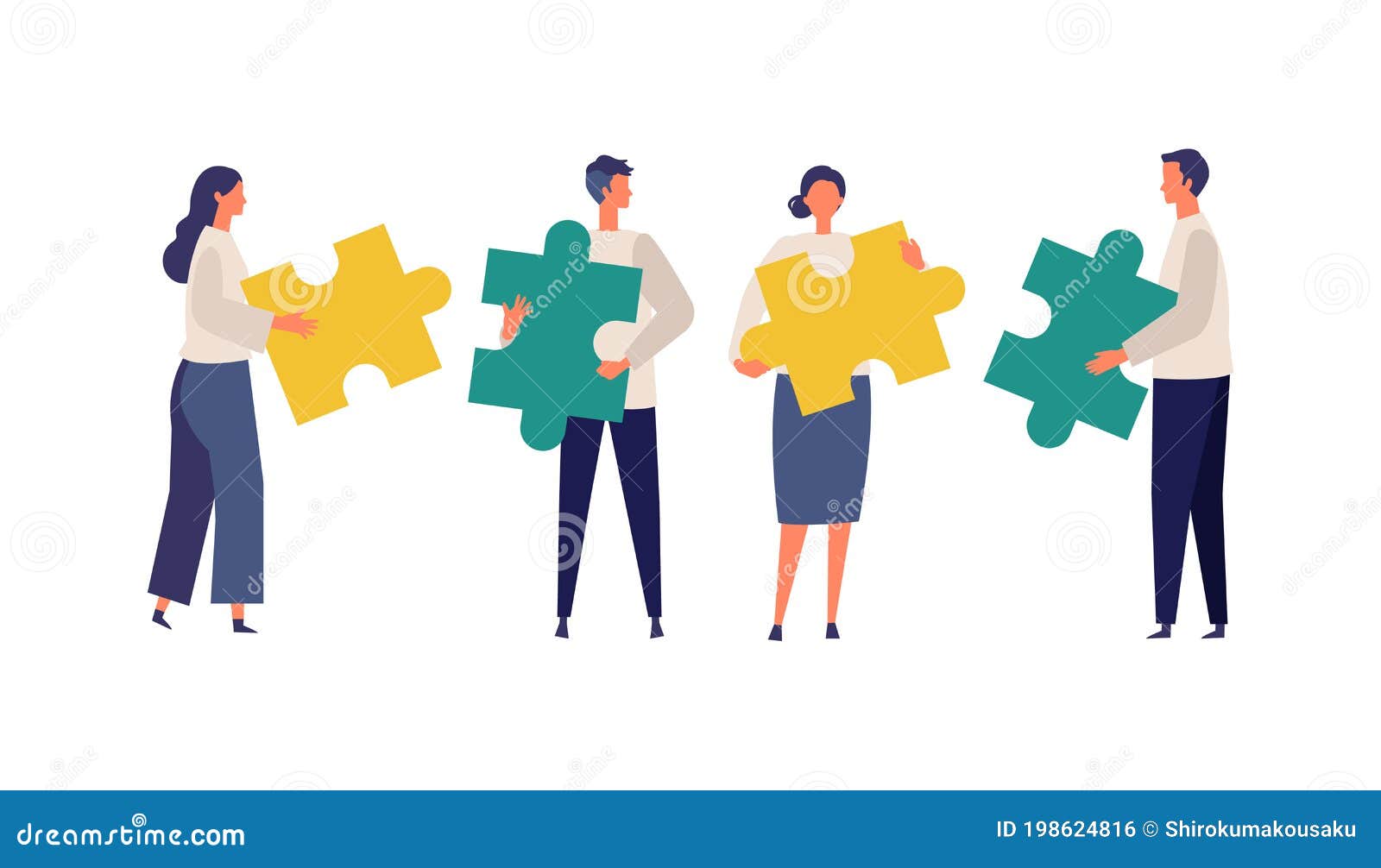 Metaphor of Teamwork, Cooperation, Partnership. Flat Design Vector ...