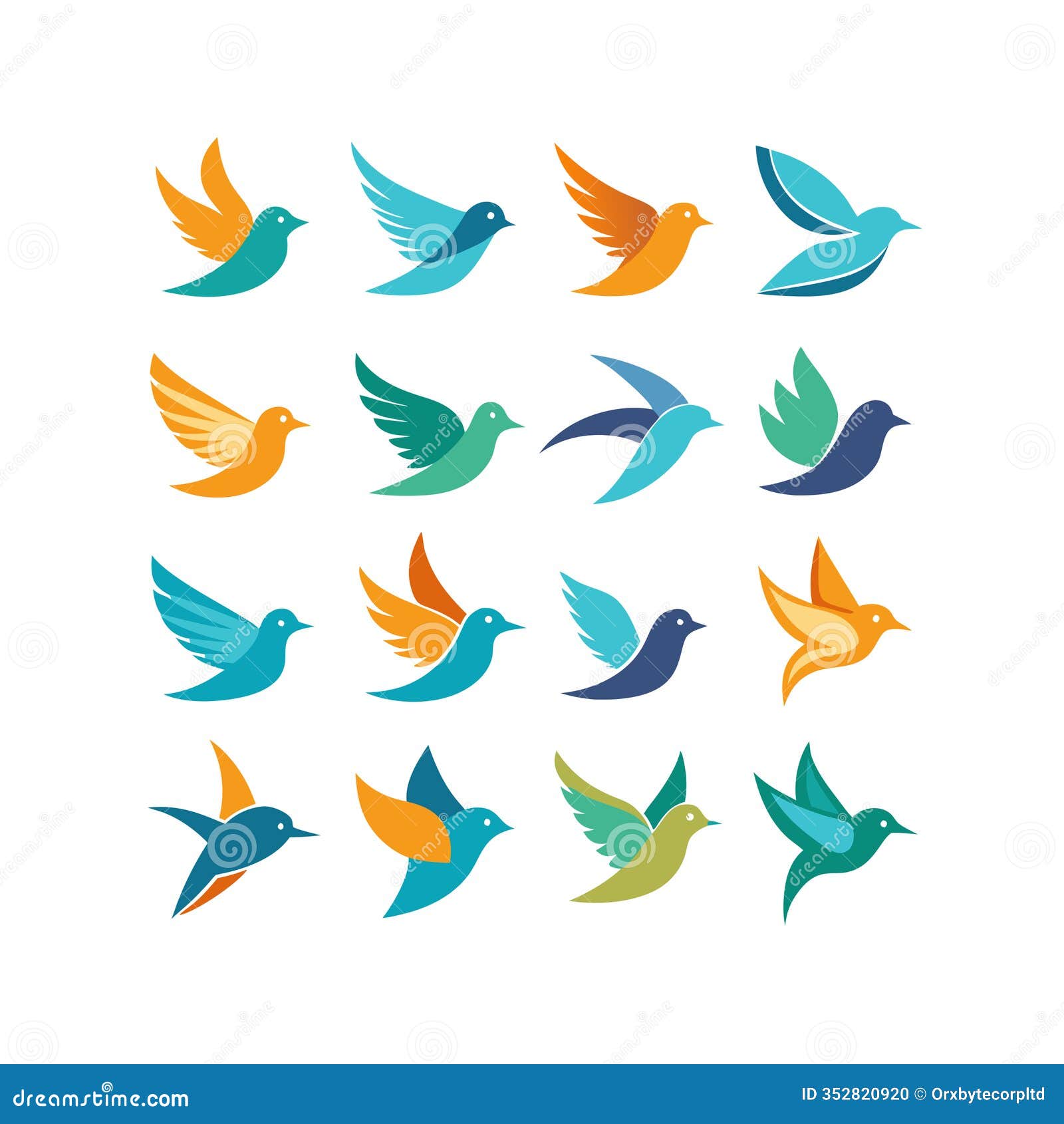Minimalist Bird Icons Portraying Different Flight Movements Vector ...