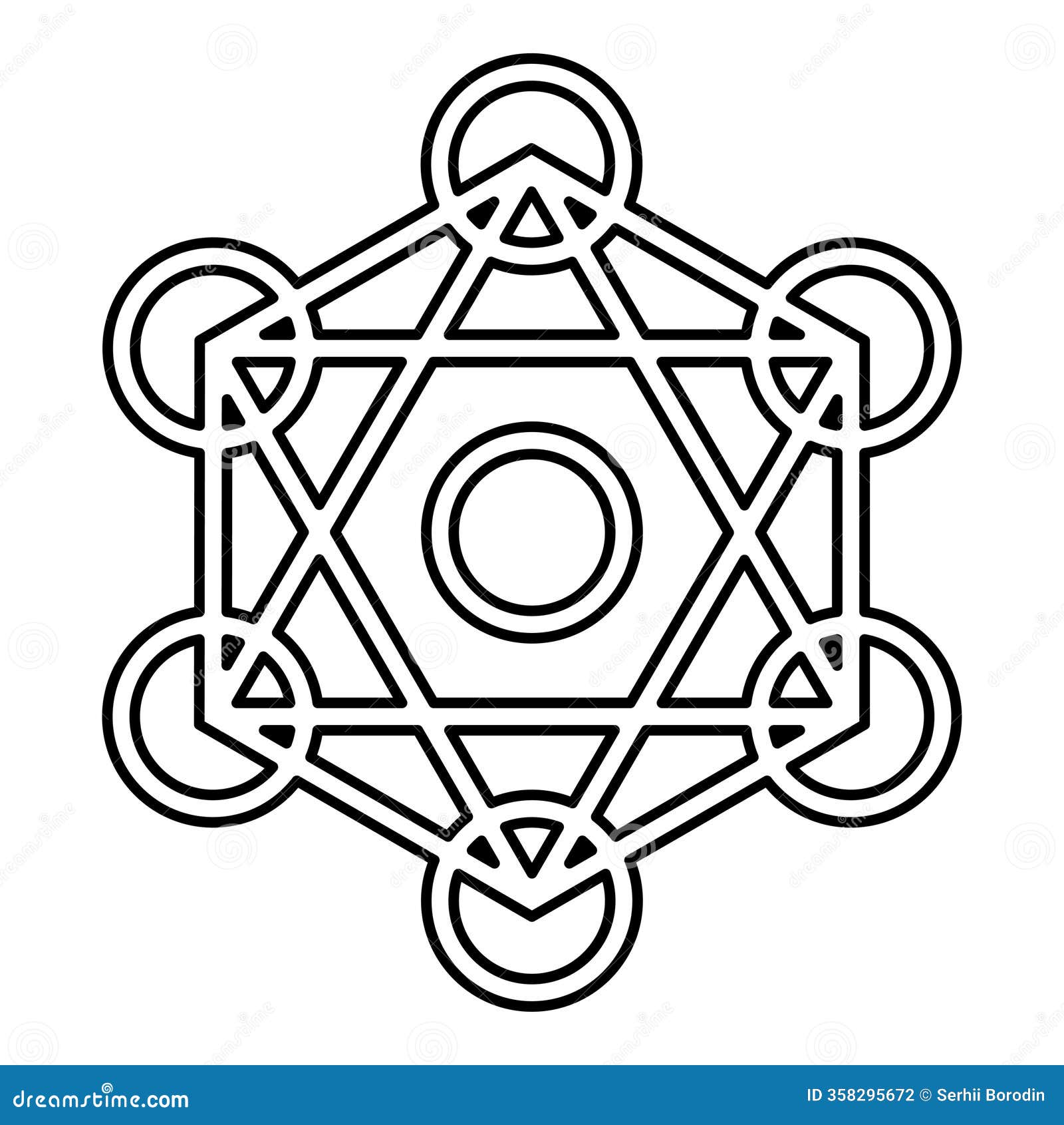 Metatron Cube Sacred Geometry Contour Outline Line Icon Black Color ...