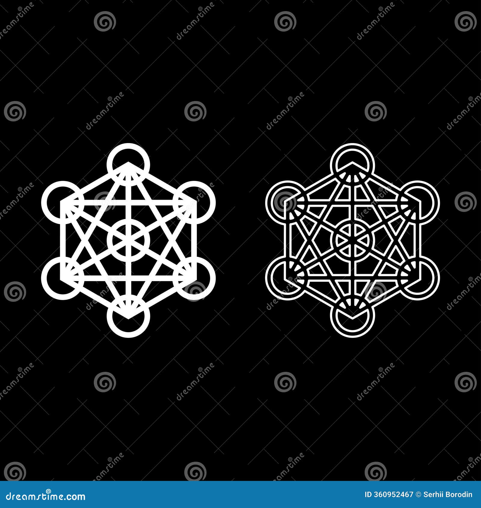 Metatron Cube Sacred Geometry Set Icon White Color Vector Illustration ...