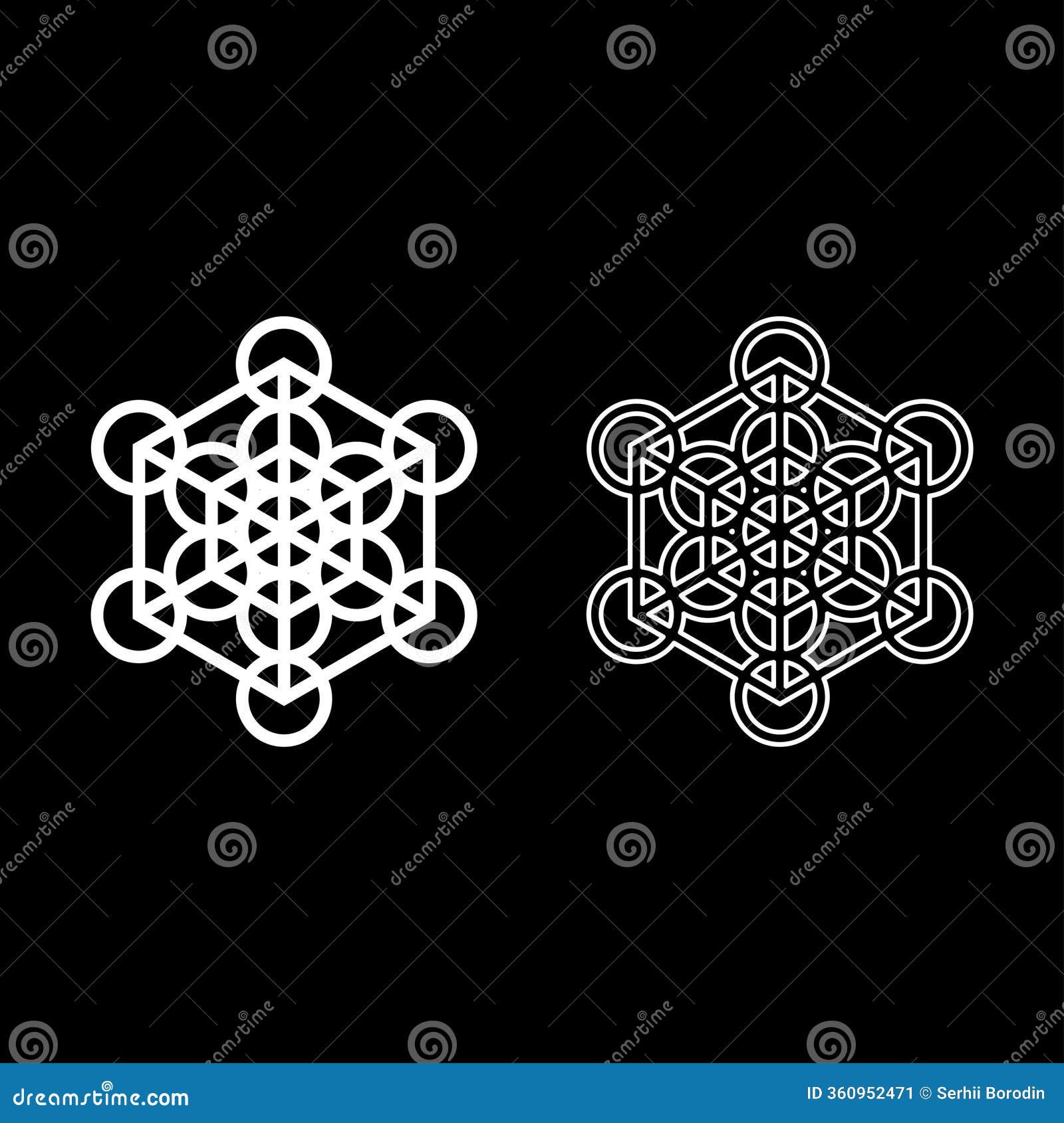 Metatron Cube Sacred Geometry Set Icon White Color Vector Illustration ...
