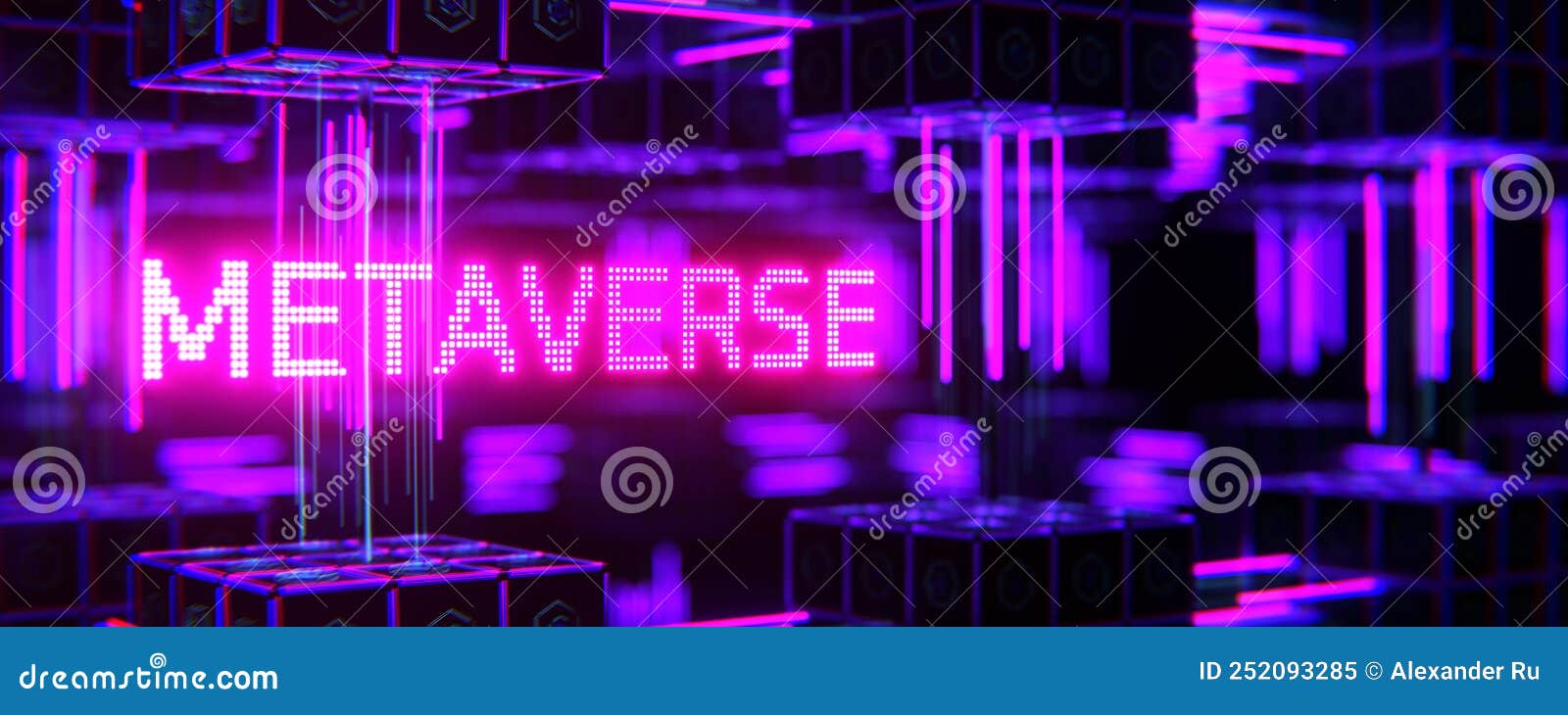 Metaverse Banner on a Virtual Stand. the Concept of Working in the ...