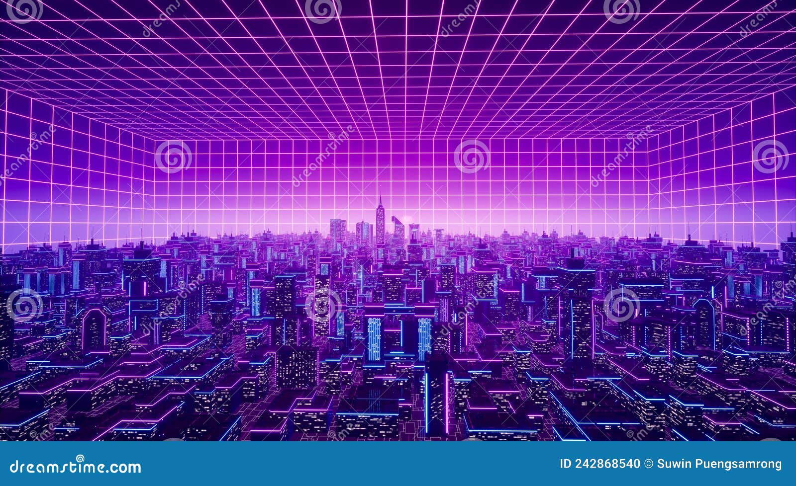Metaverse City Concept. 3d Render Stock Illustration - Illustration of ...