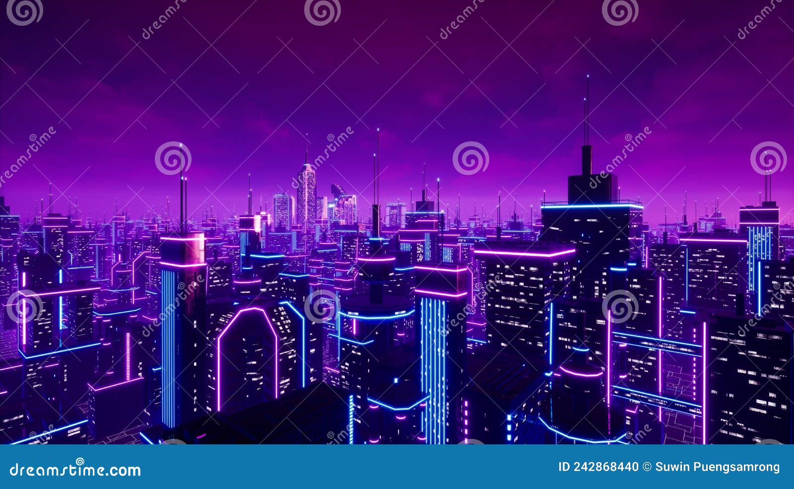 Cyberpunk Concept 3D Rendering Of A Dark Seedy Futuristic City Street ...