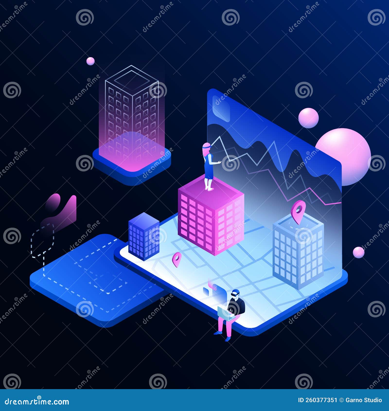 Metaverse Developer Illustration. Creating a City Stock Vector ...