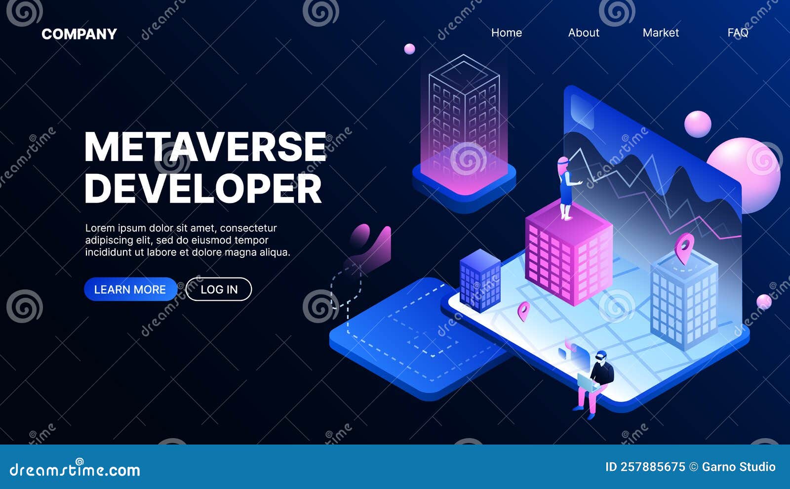 Metaverse Developer. Landing Page Template Stock Vector - Illustration ...