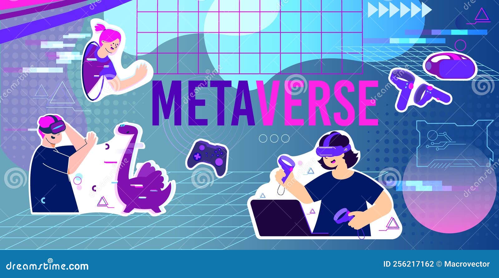 Metaverse Flat Collage Composition Stock Vector - Illustration of ...