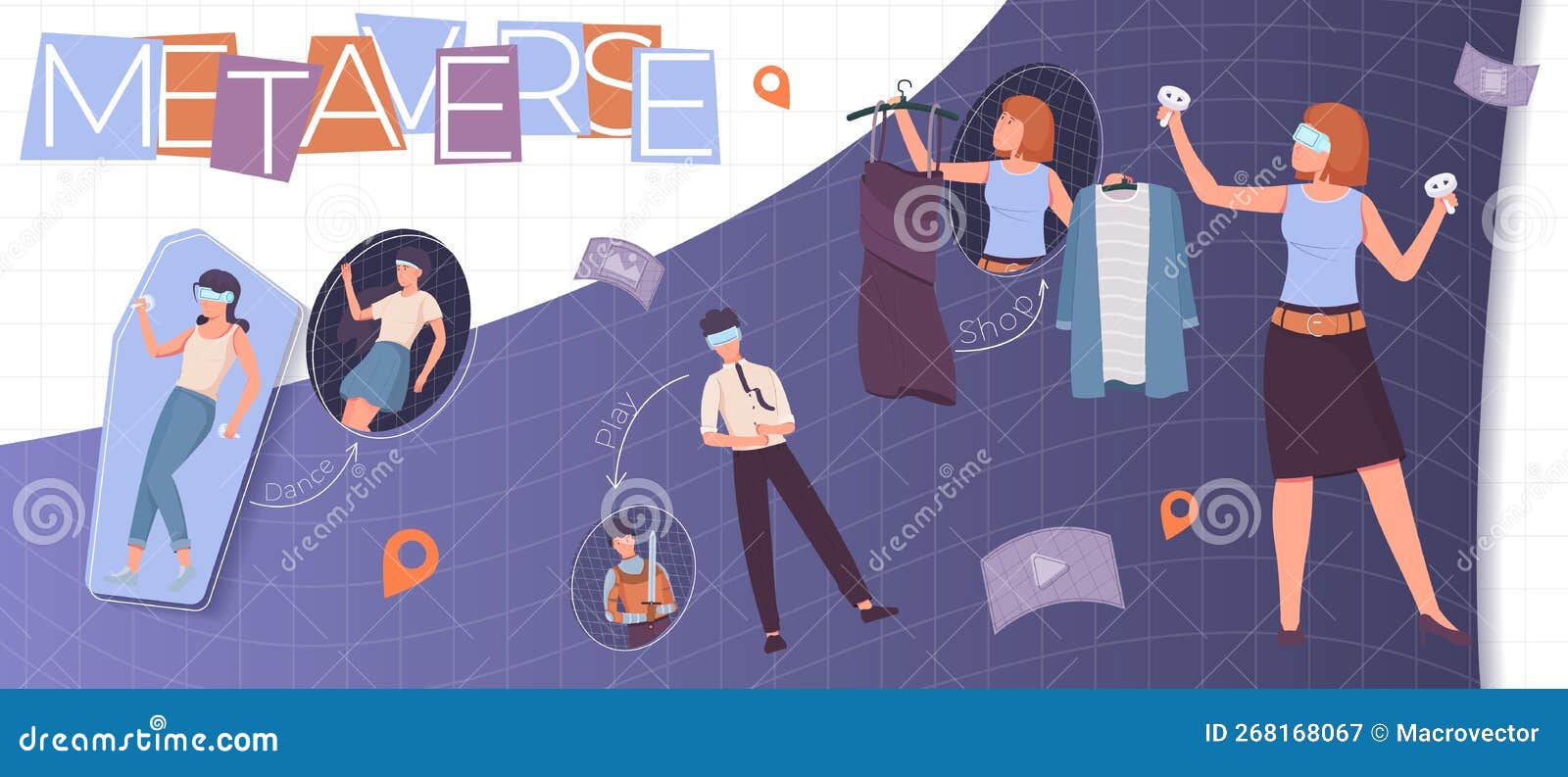 Metaverse Flat Collage stock vector. Illustration of futuristic - 268168067