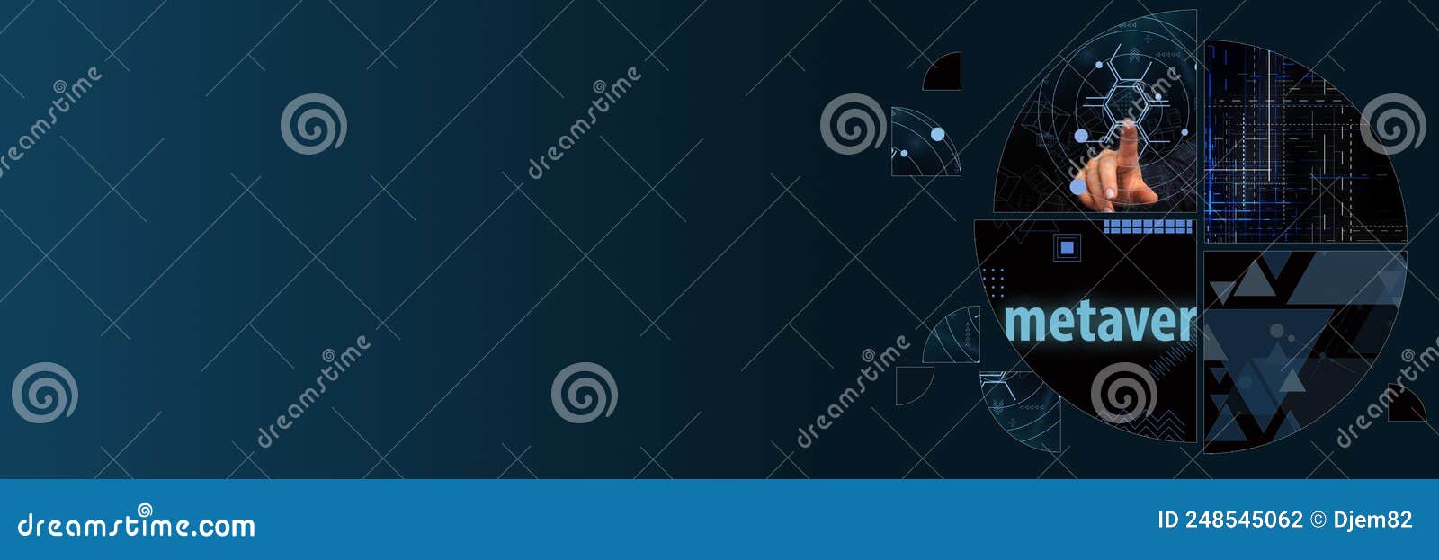 Metaverse Futuristic Blockchain Blue Background. Stock Illustration ...