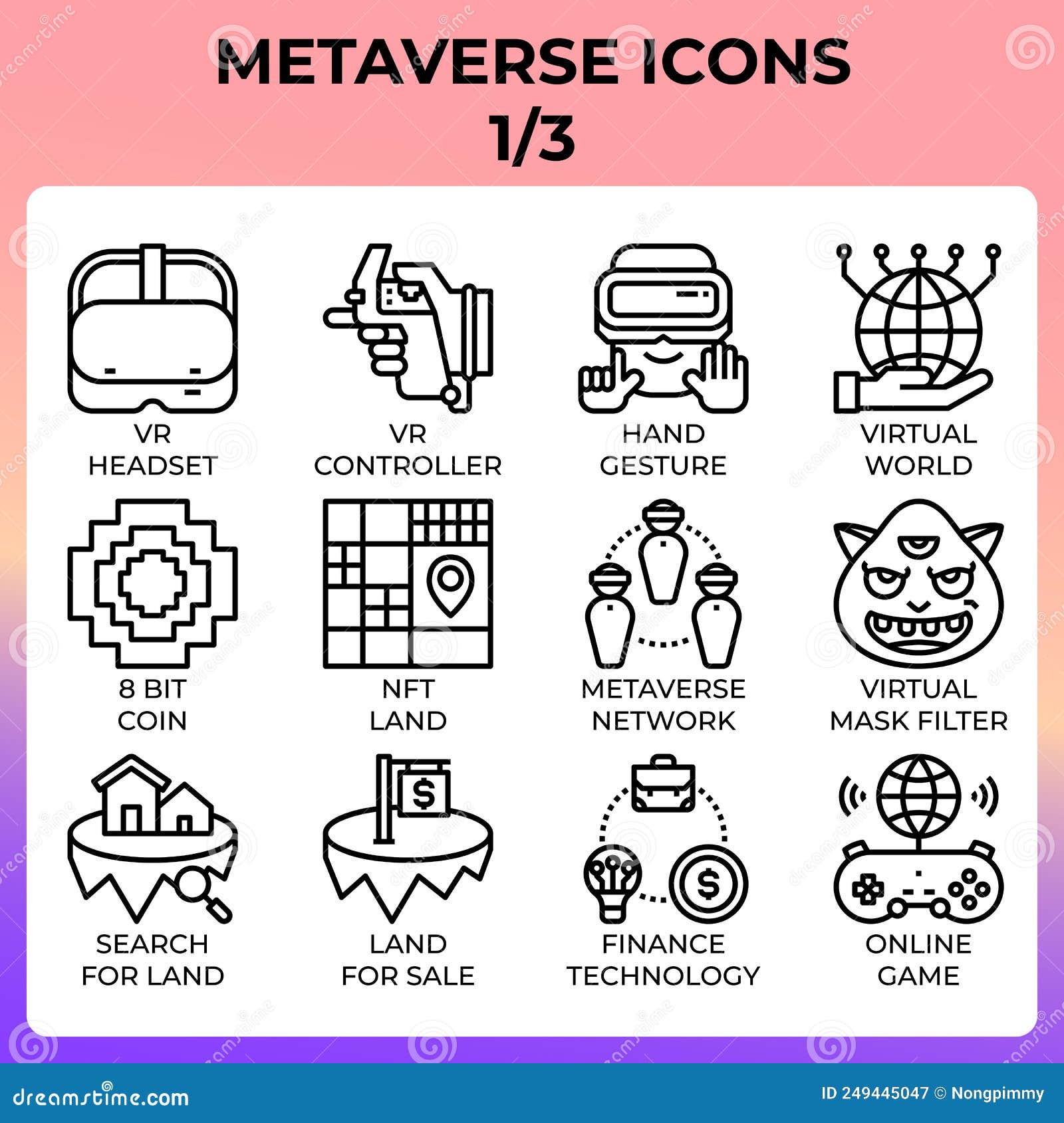 Metaverse icon set stock vector. Illustration of controller - 249445047