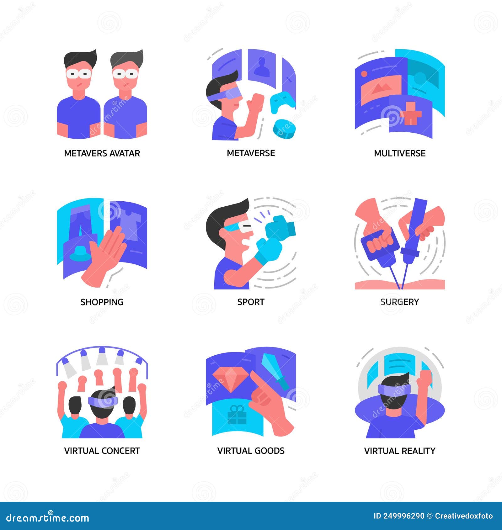 Metaverse Icons Set stock vector. Illustration of space - 249996290