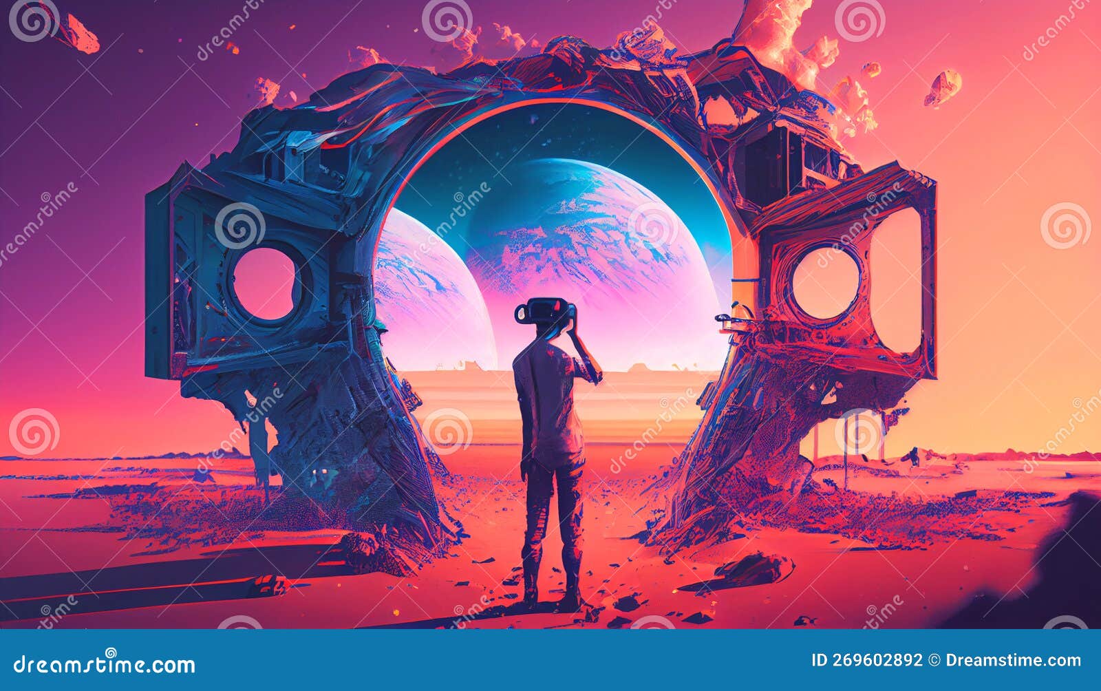 Metaverse stock illustration. Illustration of comics - 269602892