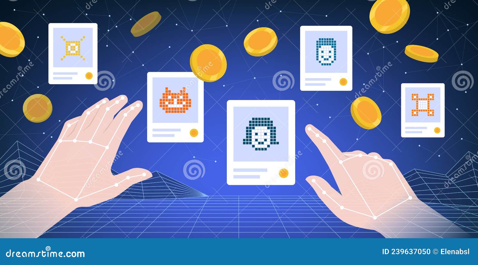 Metaverse, NFT and Cryptoart Stock Vector - Illustration of network ...