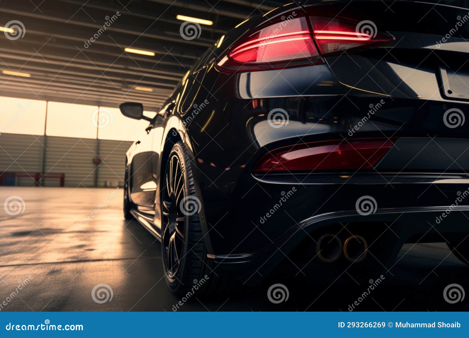 Metaverse Object Futuristic Red Car Tail Light on a Sleek Black ...