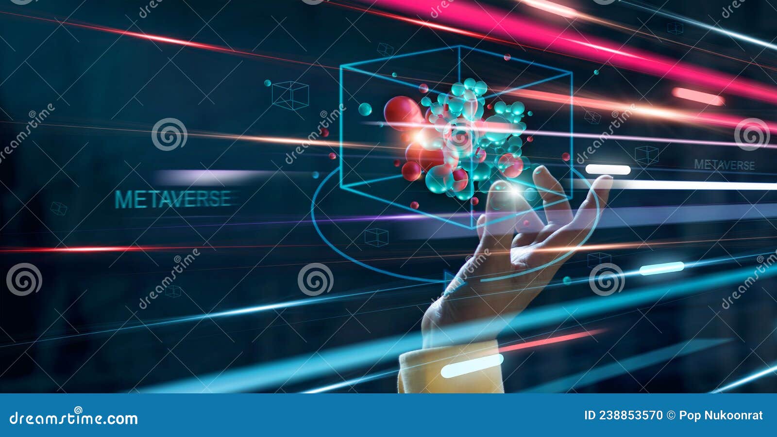 Metaverse Technology Concept, Blockchain, Man Touching Experiences of ...