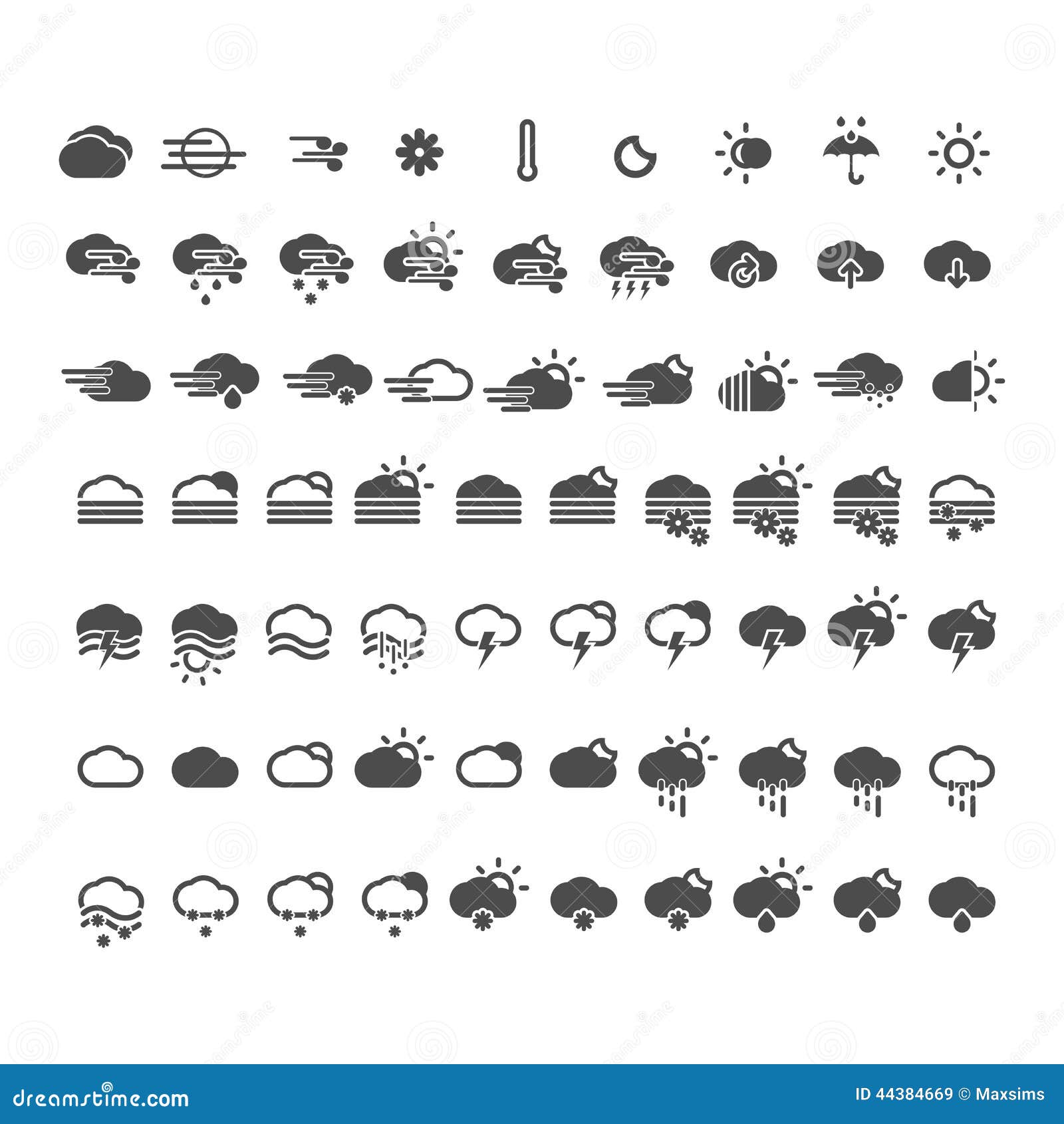 Meteo Icons Weather Button Cloud Web Sign Stock Vector - Illustration ...