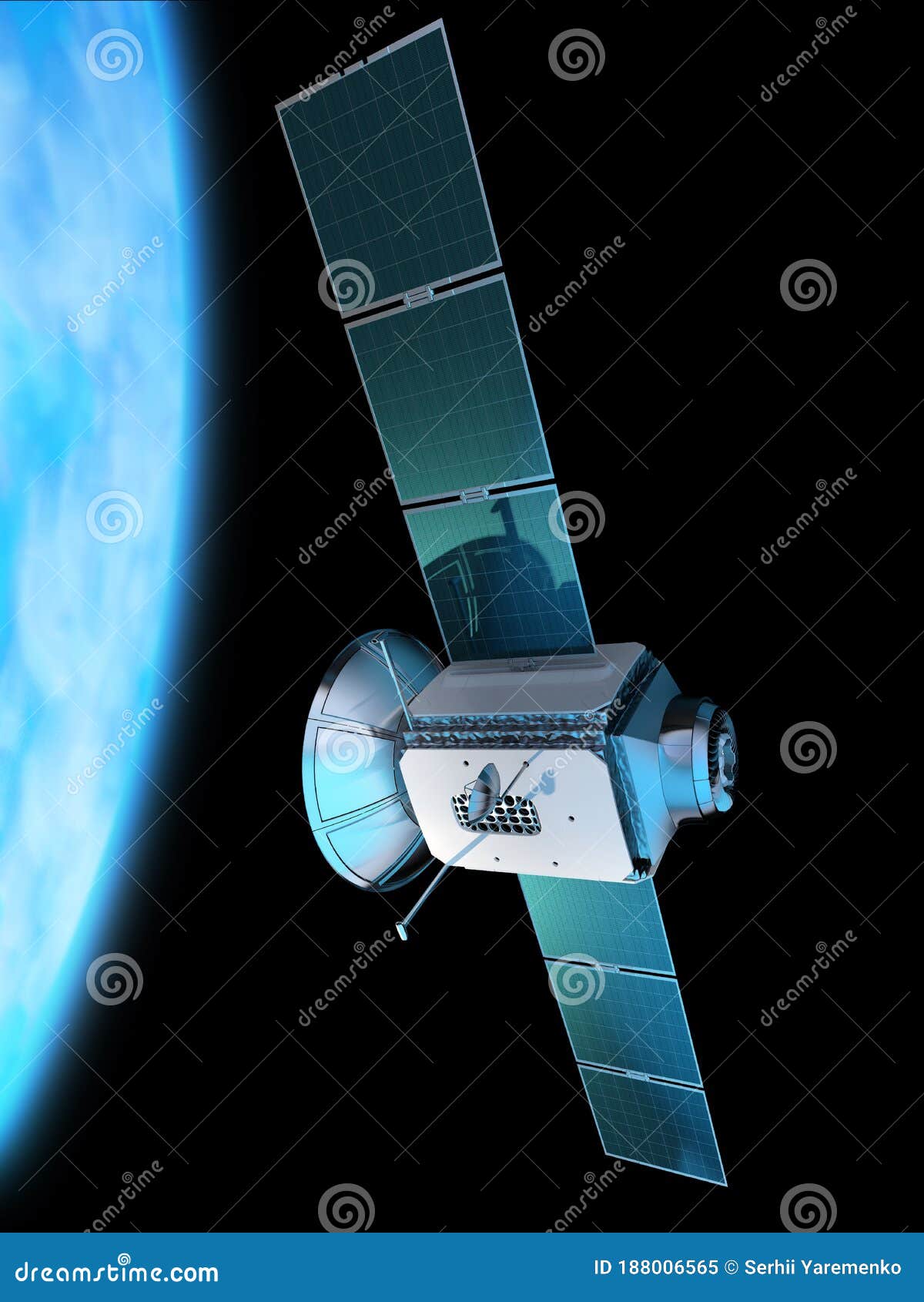 Meteo Satellite in Space on Earth Background Stock Illustration ...