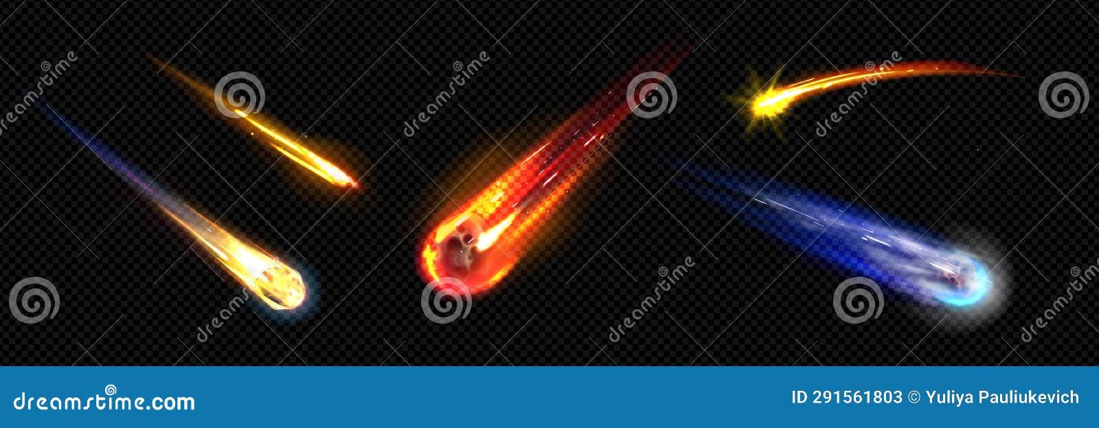 Meteor or Comet Space Trail Fire Light Effect Stock Vector ...