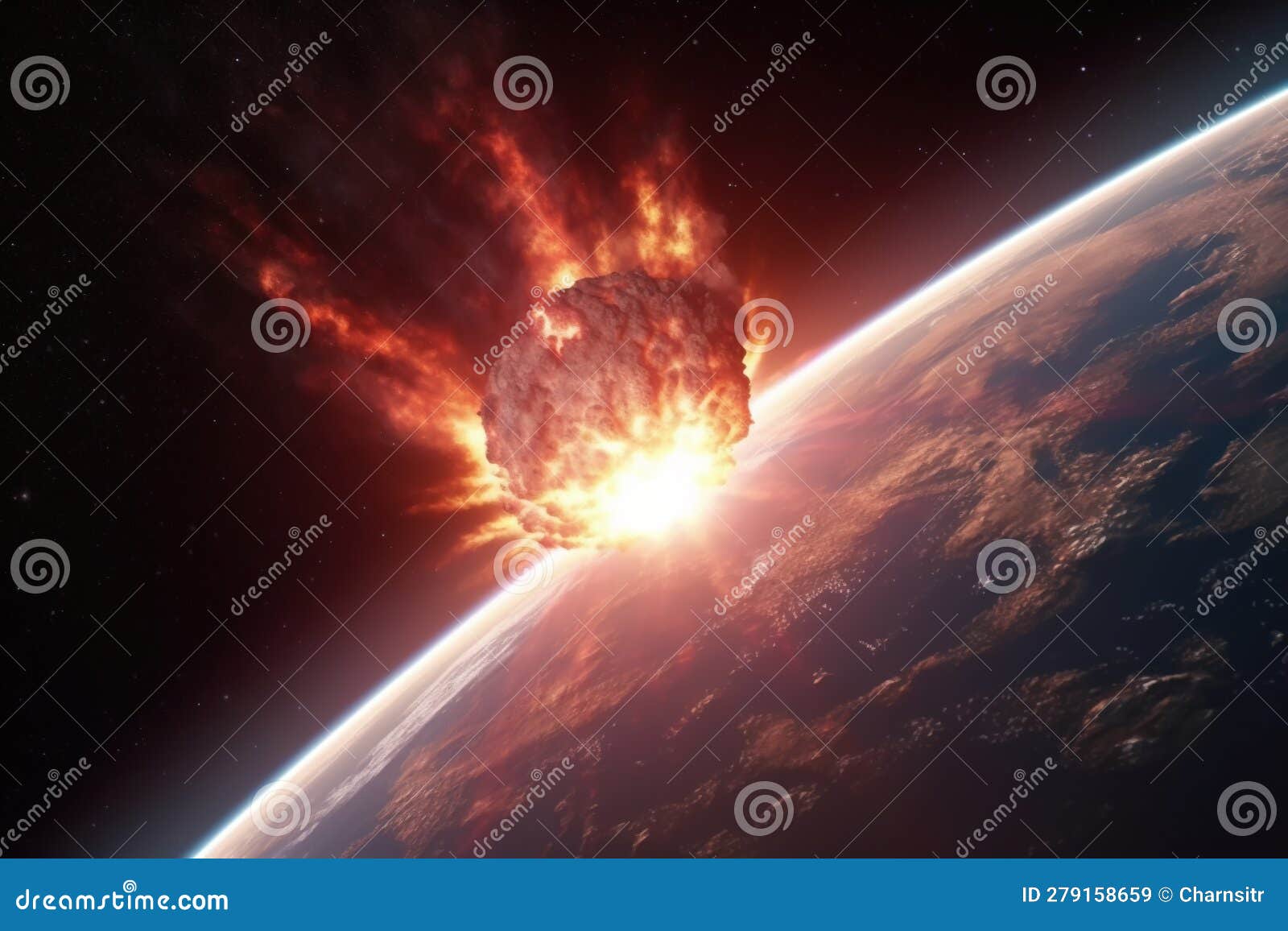 Meteor Fall Down To Hit the Earth Created with Generative AI Technology ...