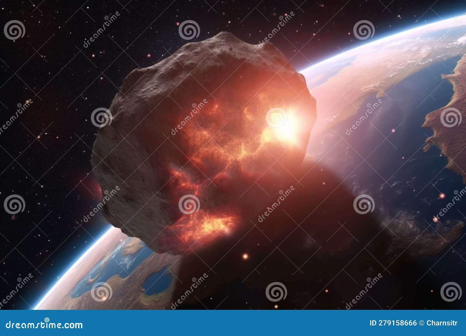 Meteor Fall Down To Hit the Earth Created with Generative AI Technology ...