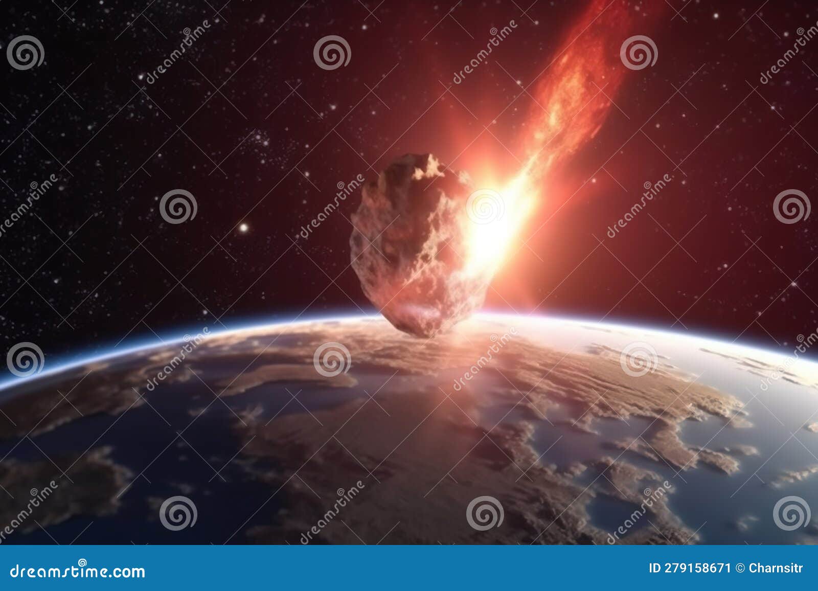 Meteor Fall Down To Hit the Earth Created with Generative AI Technology ...