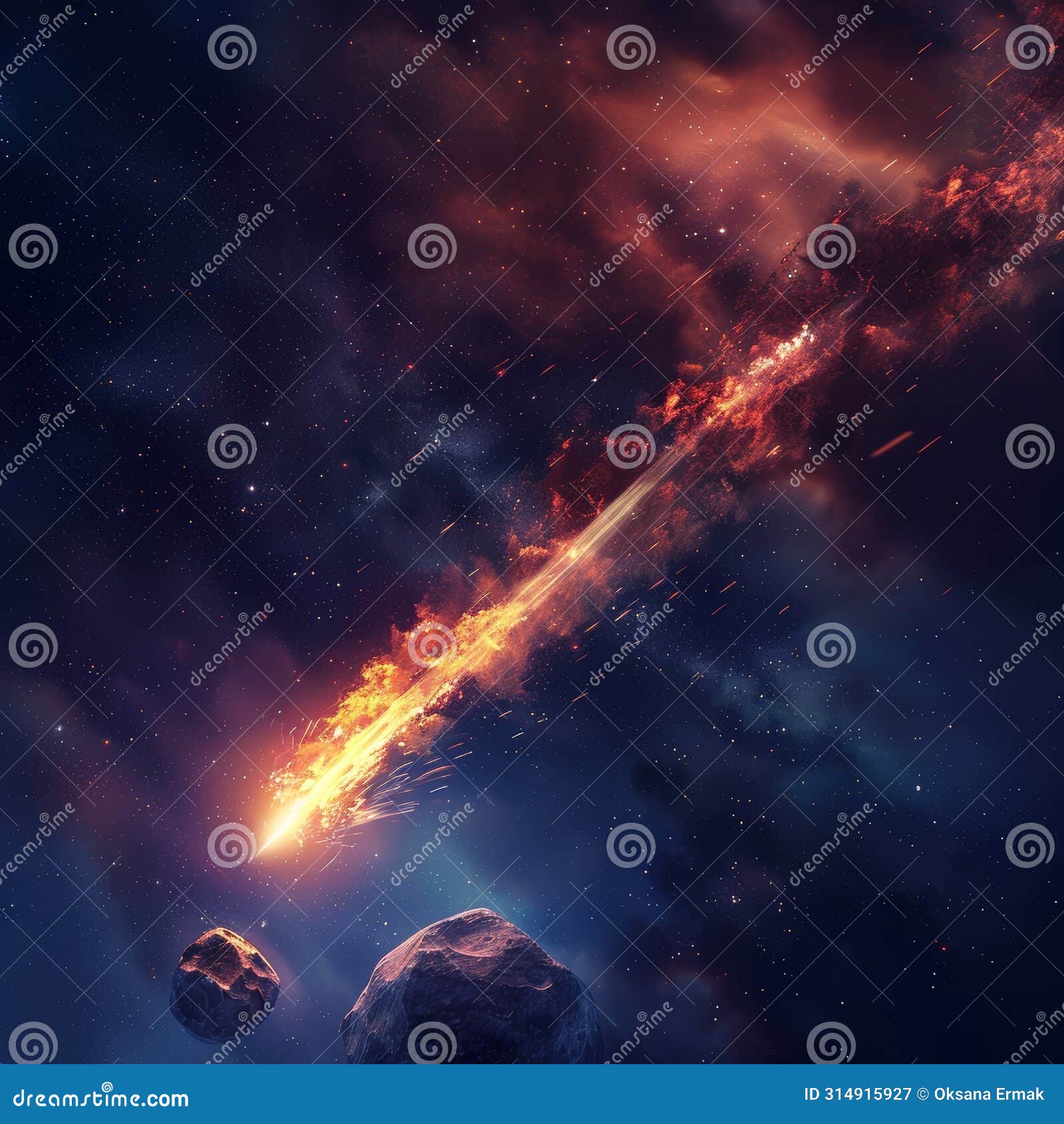 Meteor Falling, Comet Armageddon, Devastating Meteorite, Cosmic ...