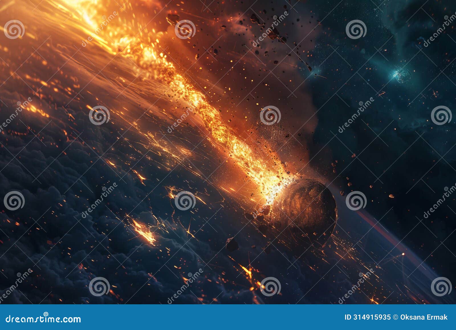 Meteor Falling, Comet Armageddon, Devastating Meteorite, Cosmic ...