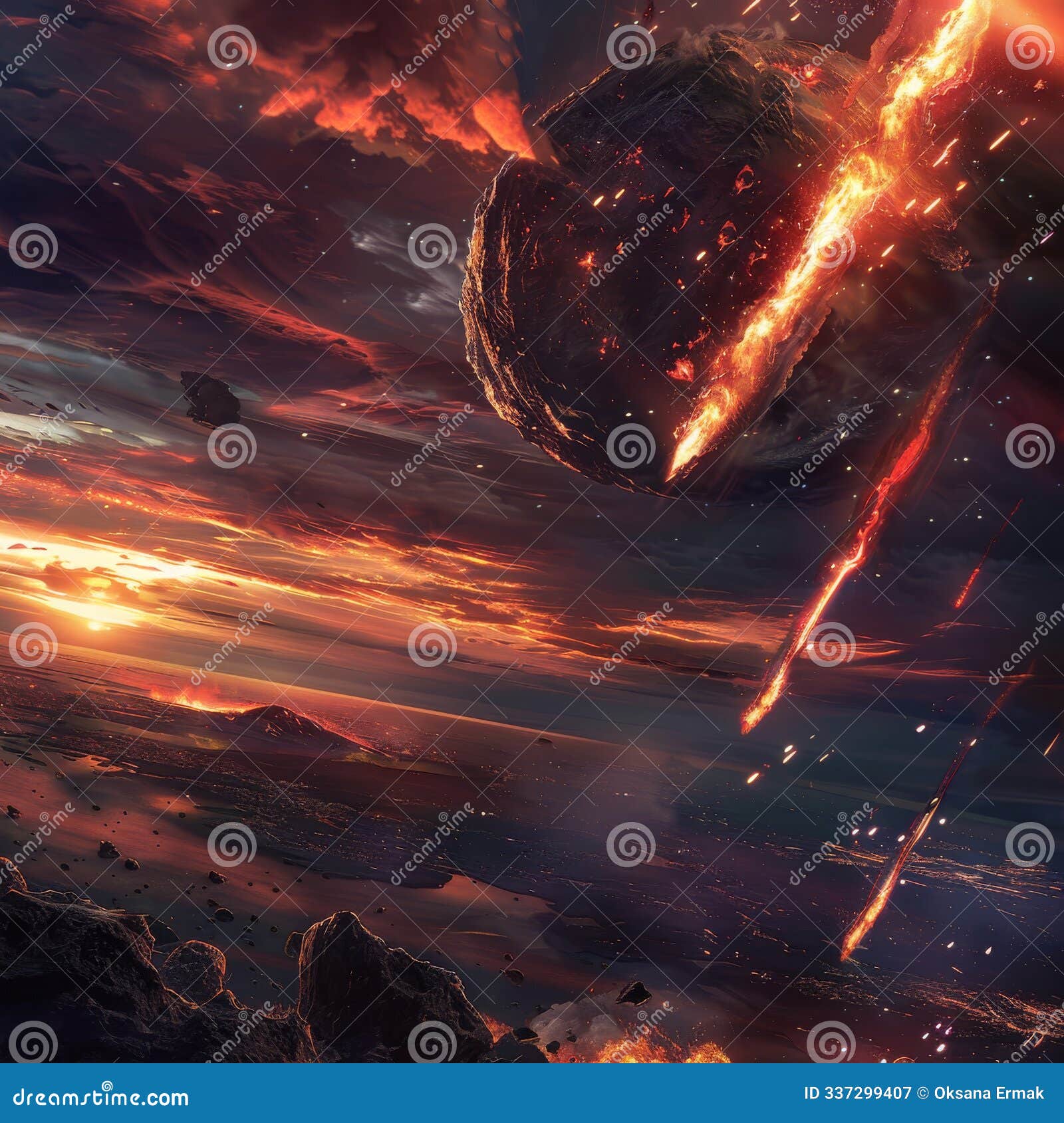 Meteor Falling, Comet Armageddon, Devastating Meteorite, Cosmic ...