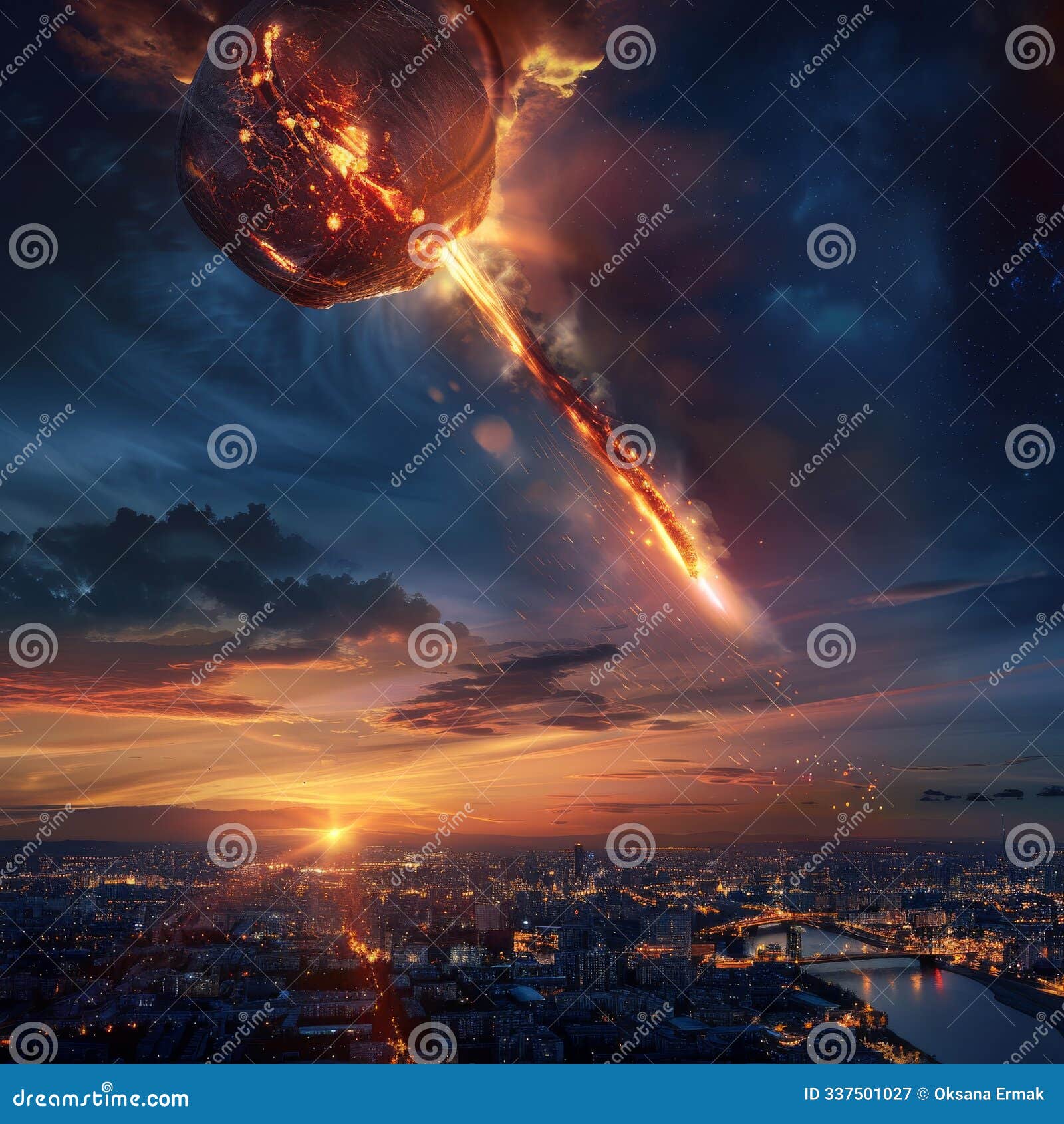 Meteor Falling, Comet Armageddon, Devastating Meteorite, Cosmic ...
