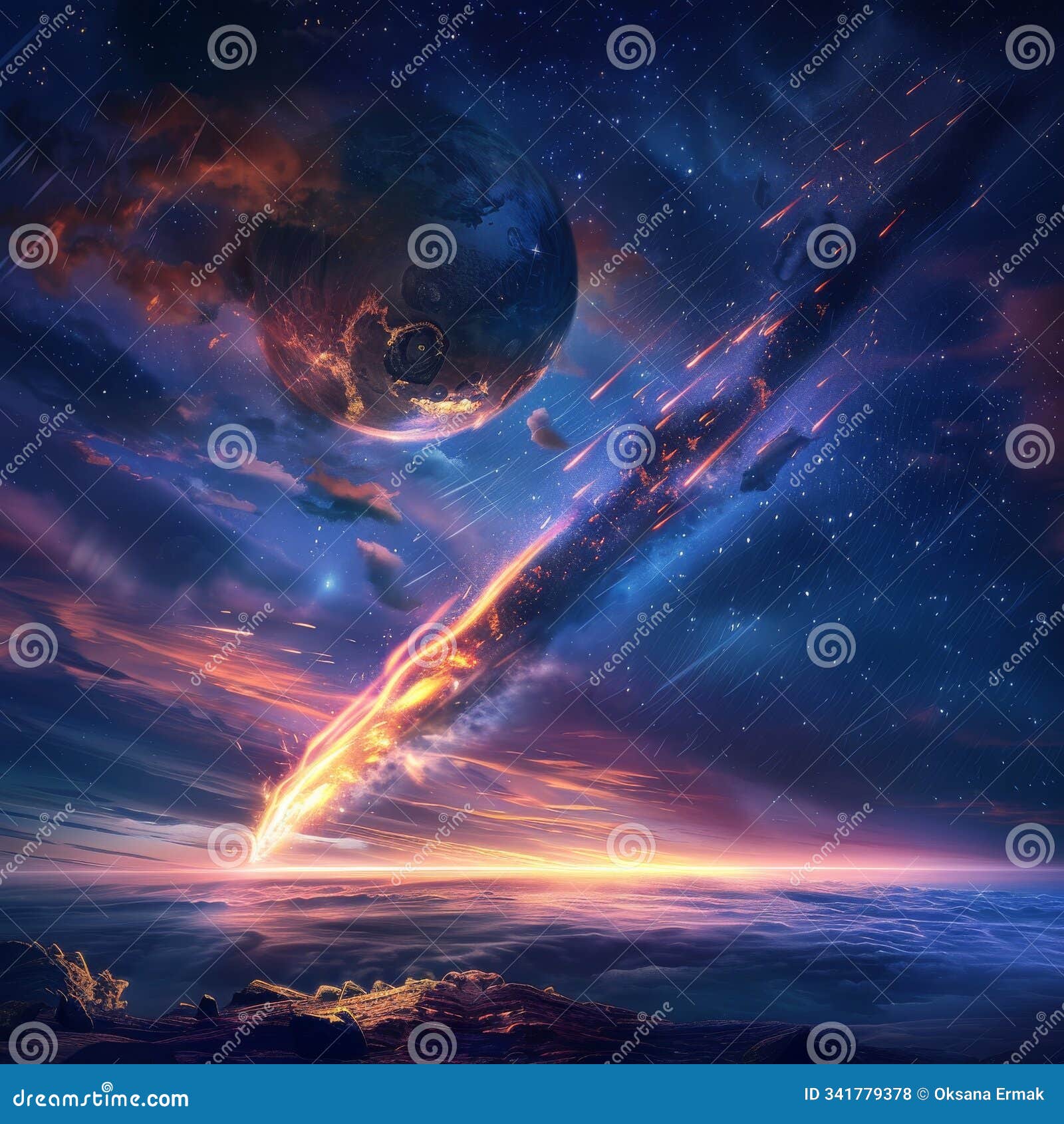 Meteor Falling, Comet Armageddon, Devastating Meteorite, Cosmic ...
