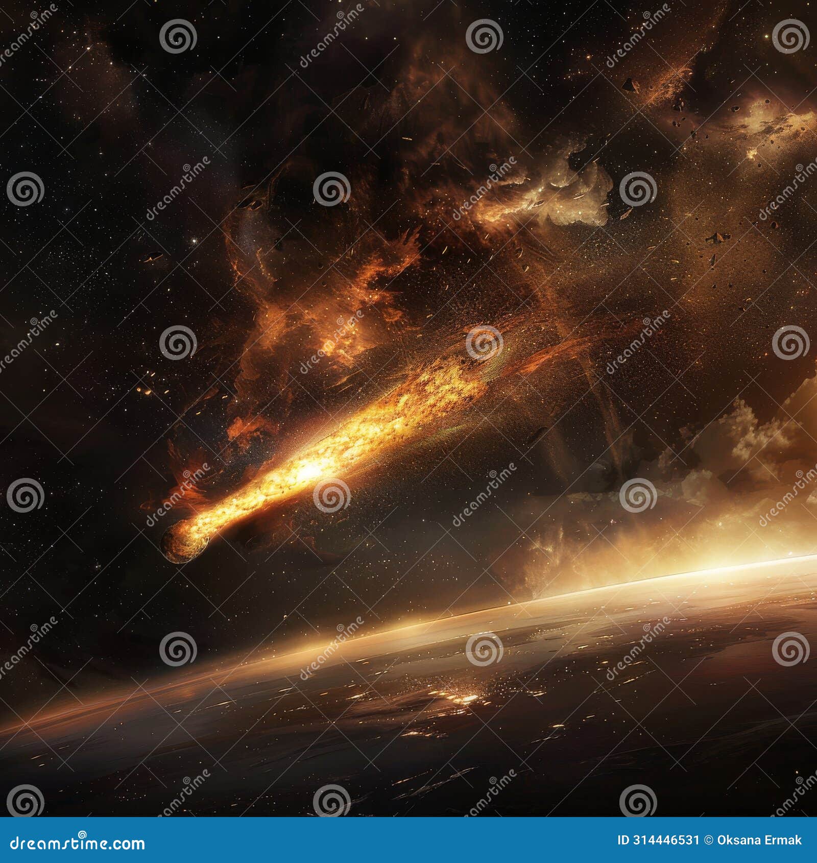 Meteor Falling, Comet Armageddon, Devastating Meteorite, Cosmic ...