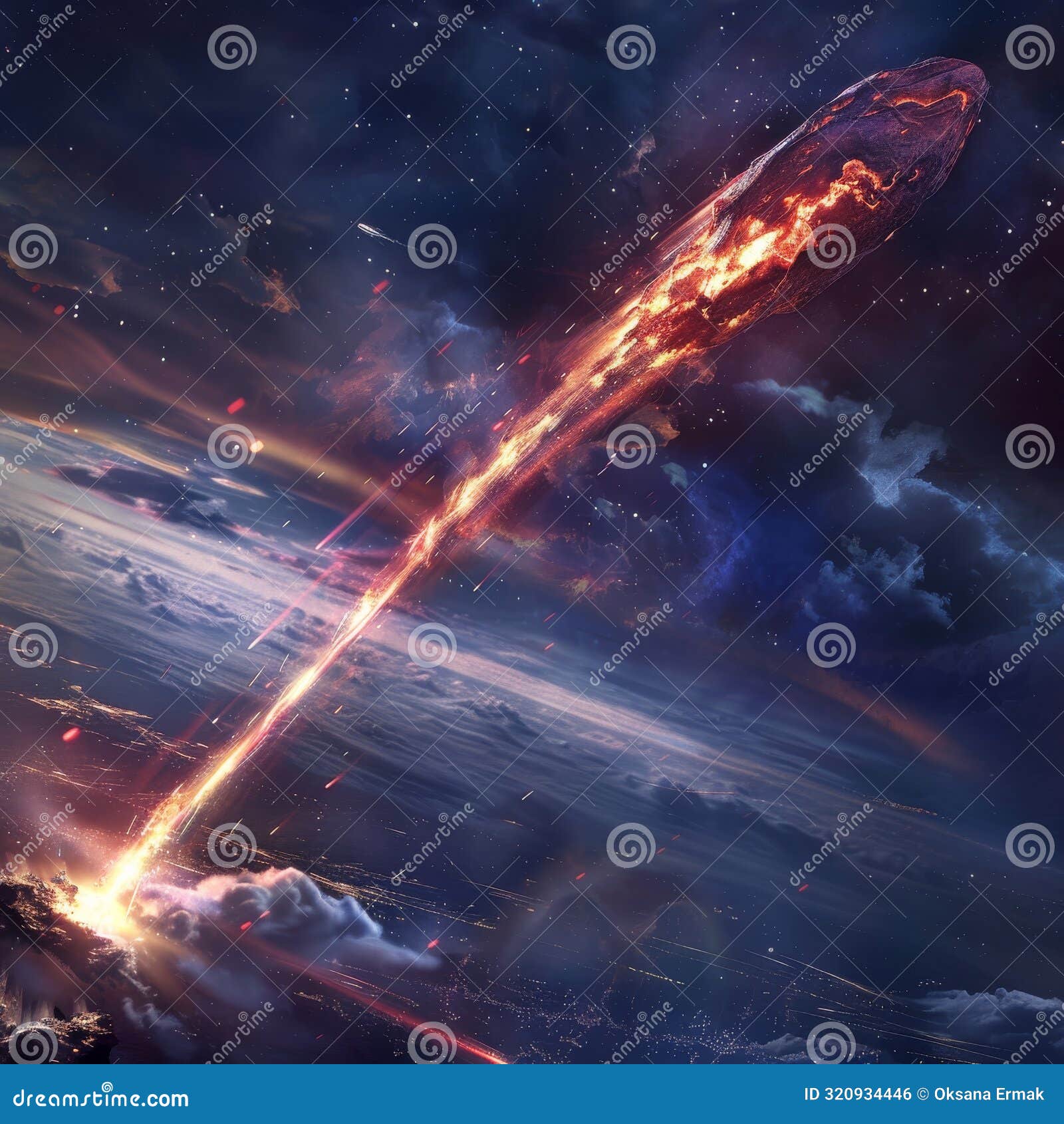 Meteor Falling, Comet Armageddon, Devastating Meteorite, Cosmic ...