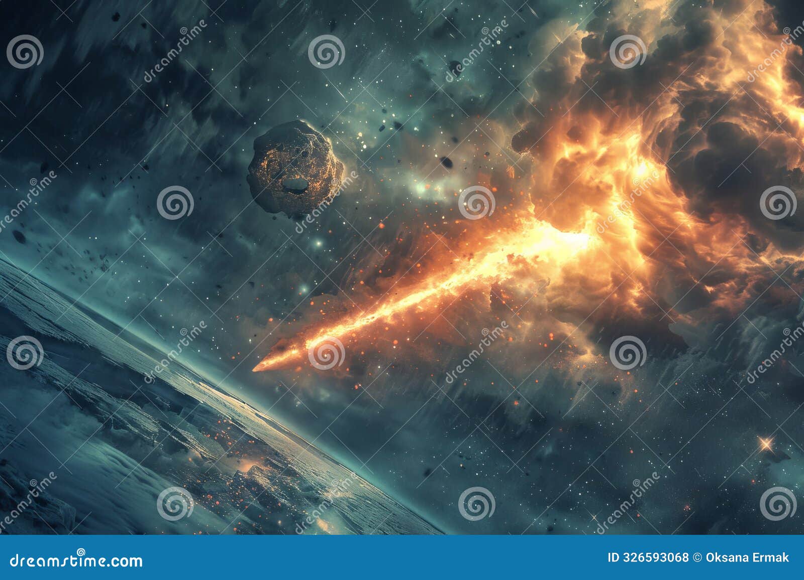 Meteor Falling, Comet Armageddon, Devastating Meteorite, Cosmic ...