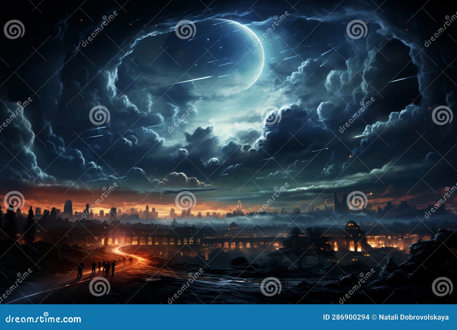 Meteor Falling on Earth in Night Sky, Meteor Shower Stock Photo - Image ...