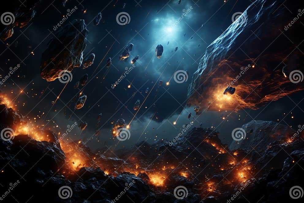 Meteor Falling on Earth in Night Sky, Meteor Shower Stock Photo - Image ...