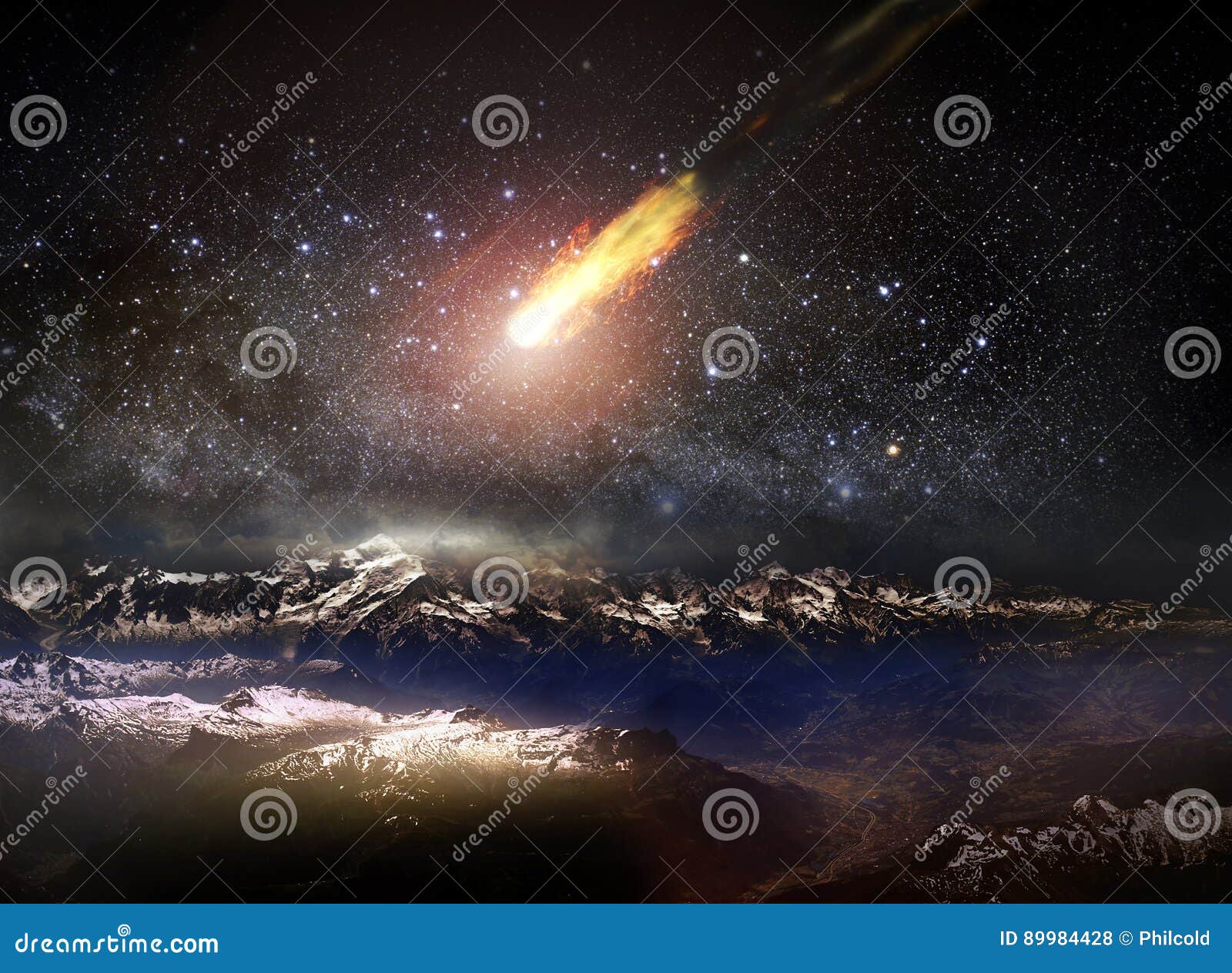 Meteor falling stock illustration. Illustration of alien - 89984428