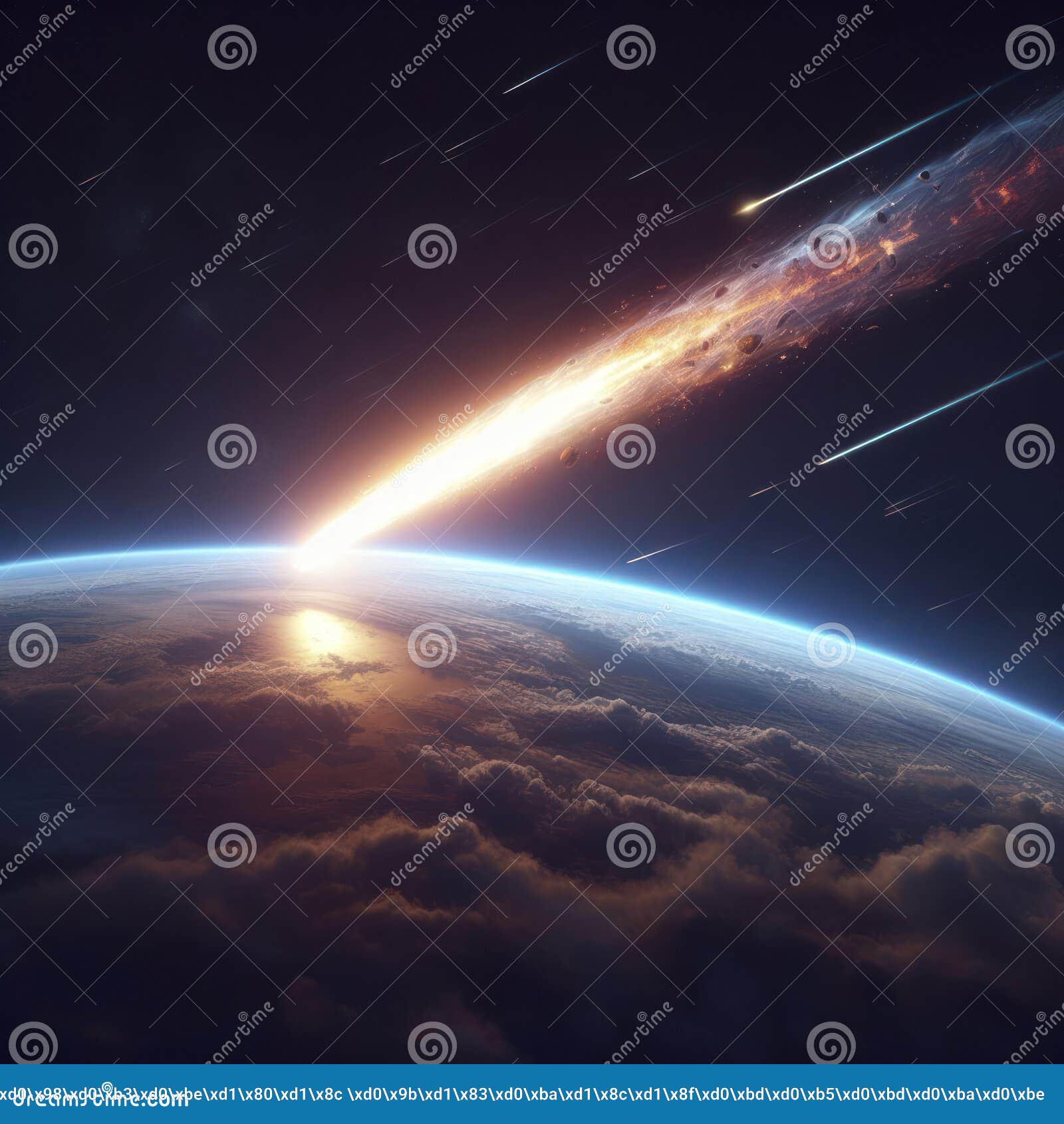 Meteor Glowing As it Enters the Earth S Atmosphere. Ai Generative Stock ...
