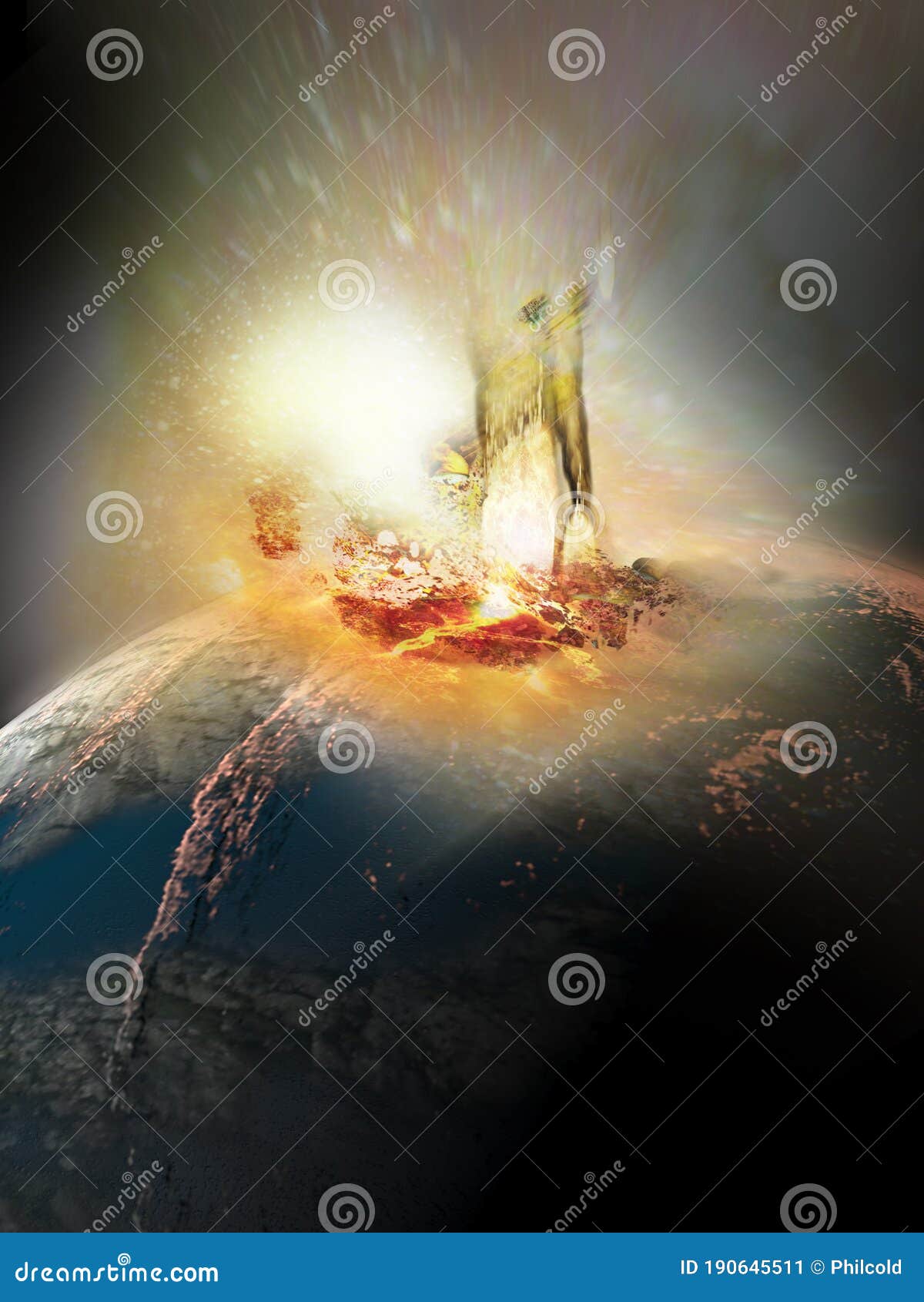 Meteor impact stock illustration. Illustration of energy - 190645511
