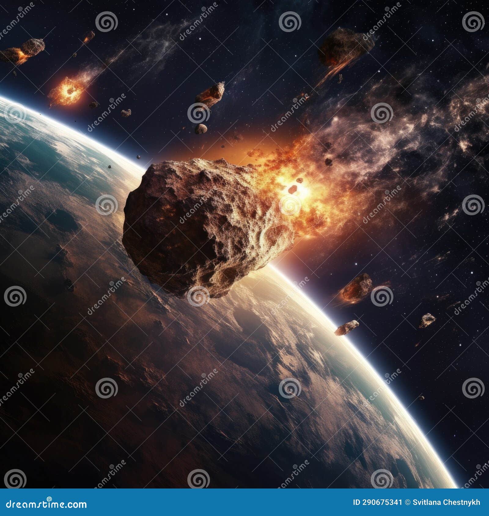 Meteor Impact with Earth, Fireball Asteroid in Collision with Planet ...