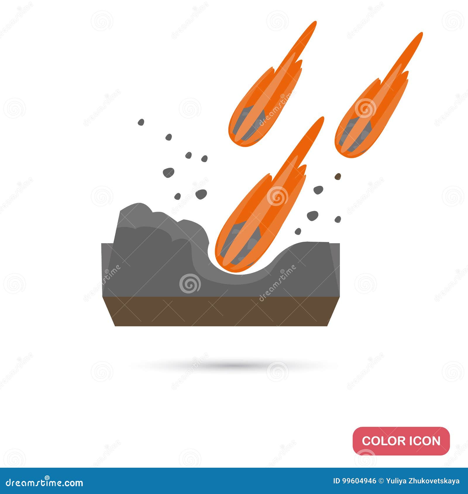 Meteor Rain Color Flat Icon Stock Vector - Illustration of devastation ...