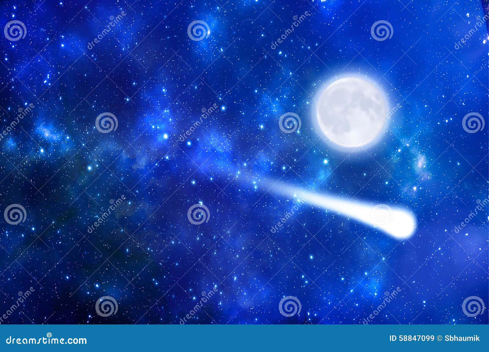 Meteor shower and moon stock illustration. Illustration of outdoors ...