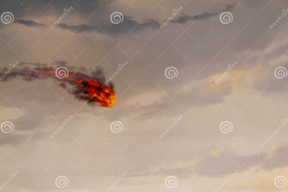 Meteor Stone at Sky Falling To Earth Stock Image - Image of atmosphere ...