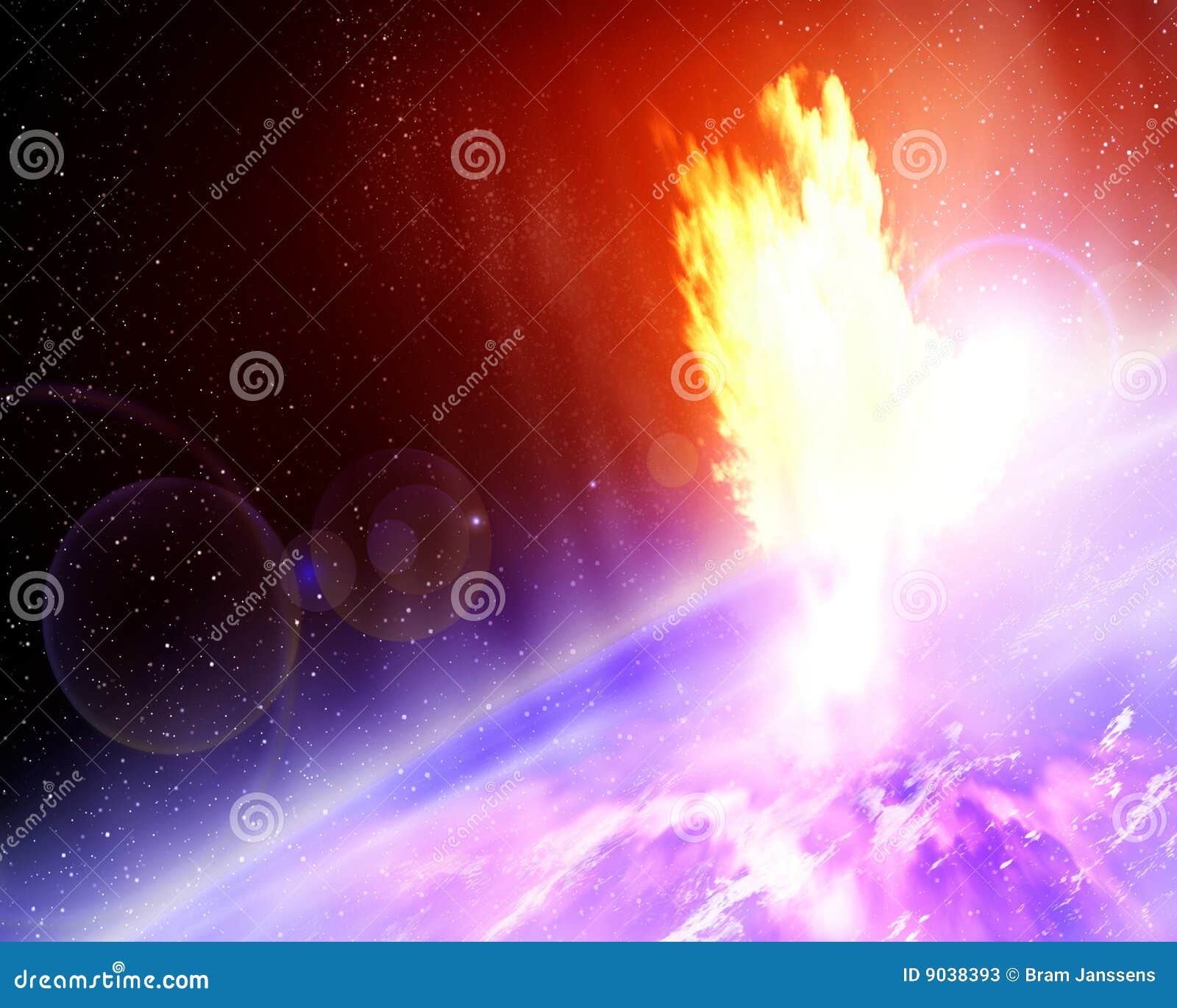Meteor strike stock illustration. Illustration of space - 9038393